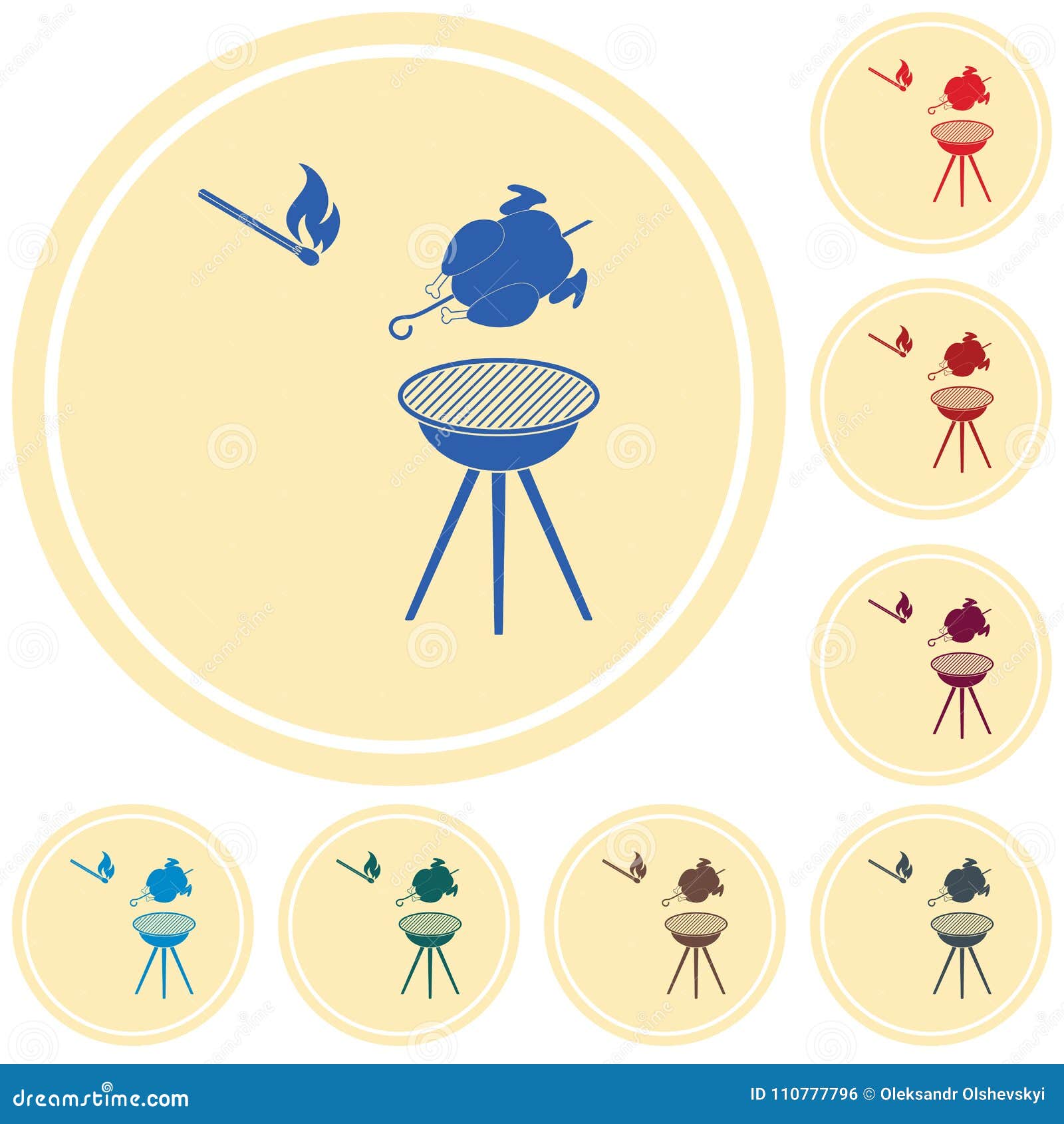 Grilled chicken icon stock vector. Illustration of bonfire - 110777796
