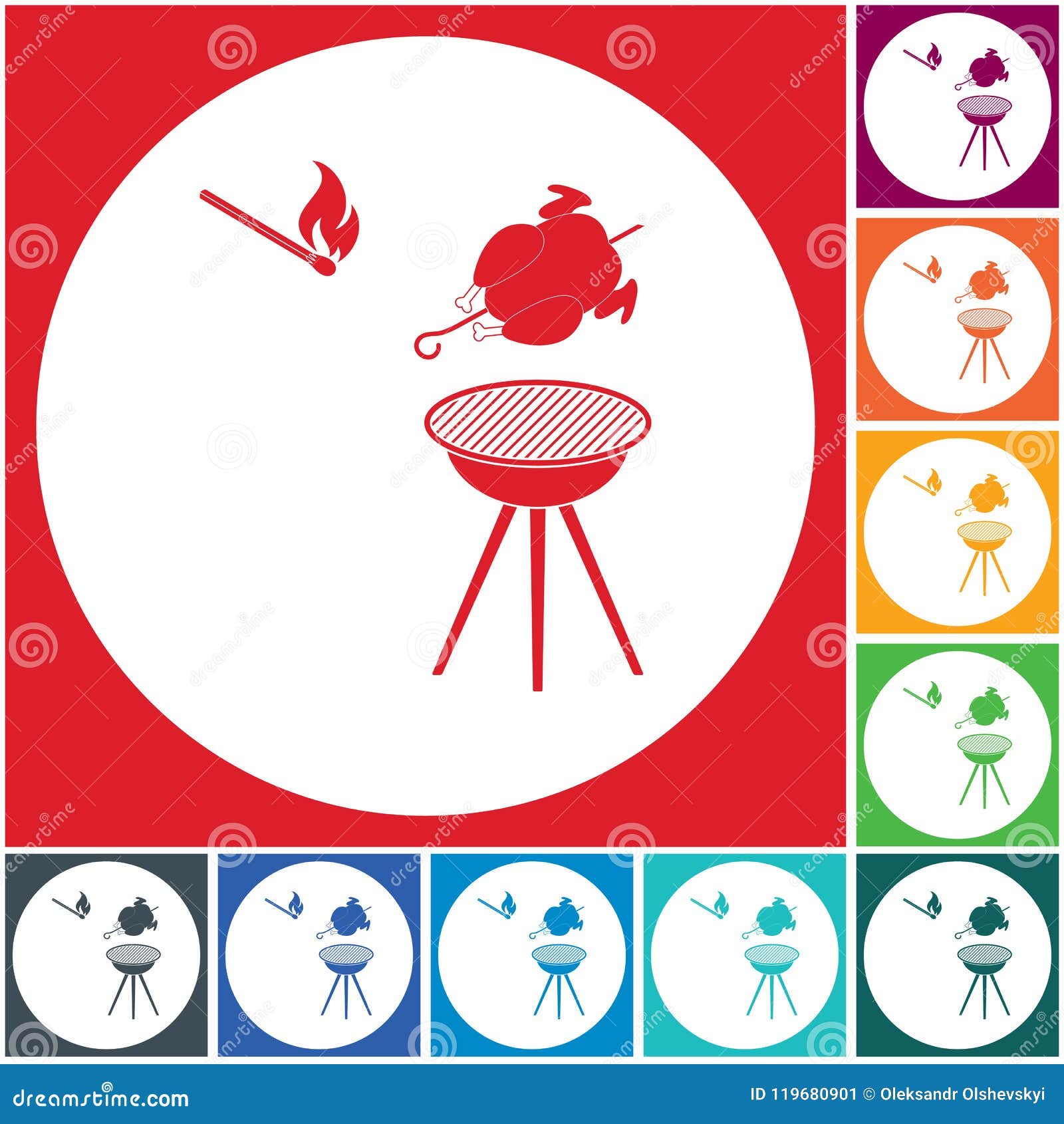 Grilled chicken icon stock vector. Illustration of picnic - 119680901