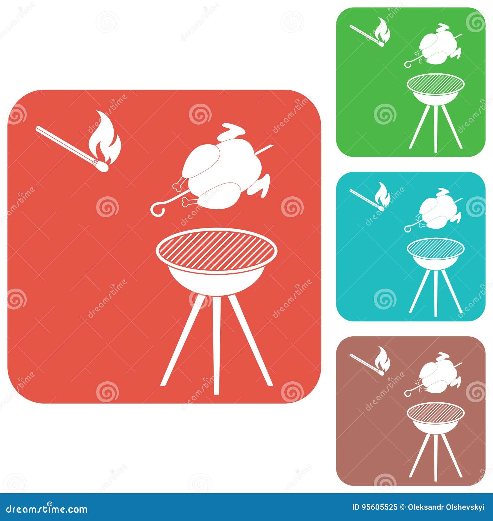Grilled chicken icon stock vector. Illustration of cook - 95605525