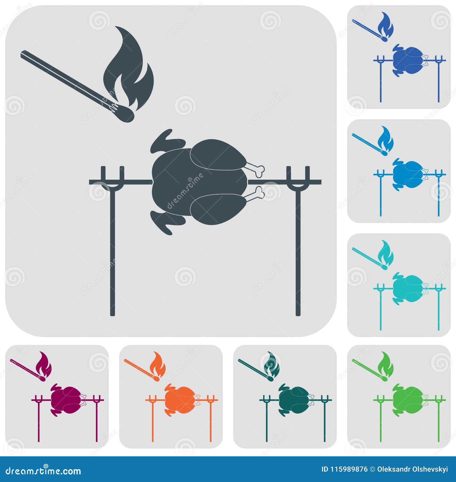 Grilled chicken icon stock vector. Illustration of meat - 115989876