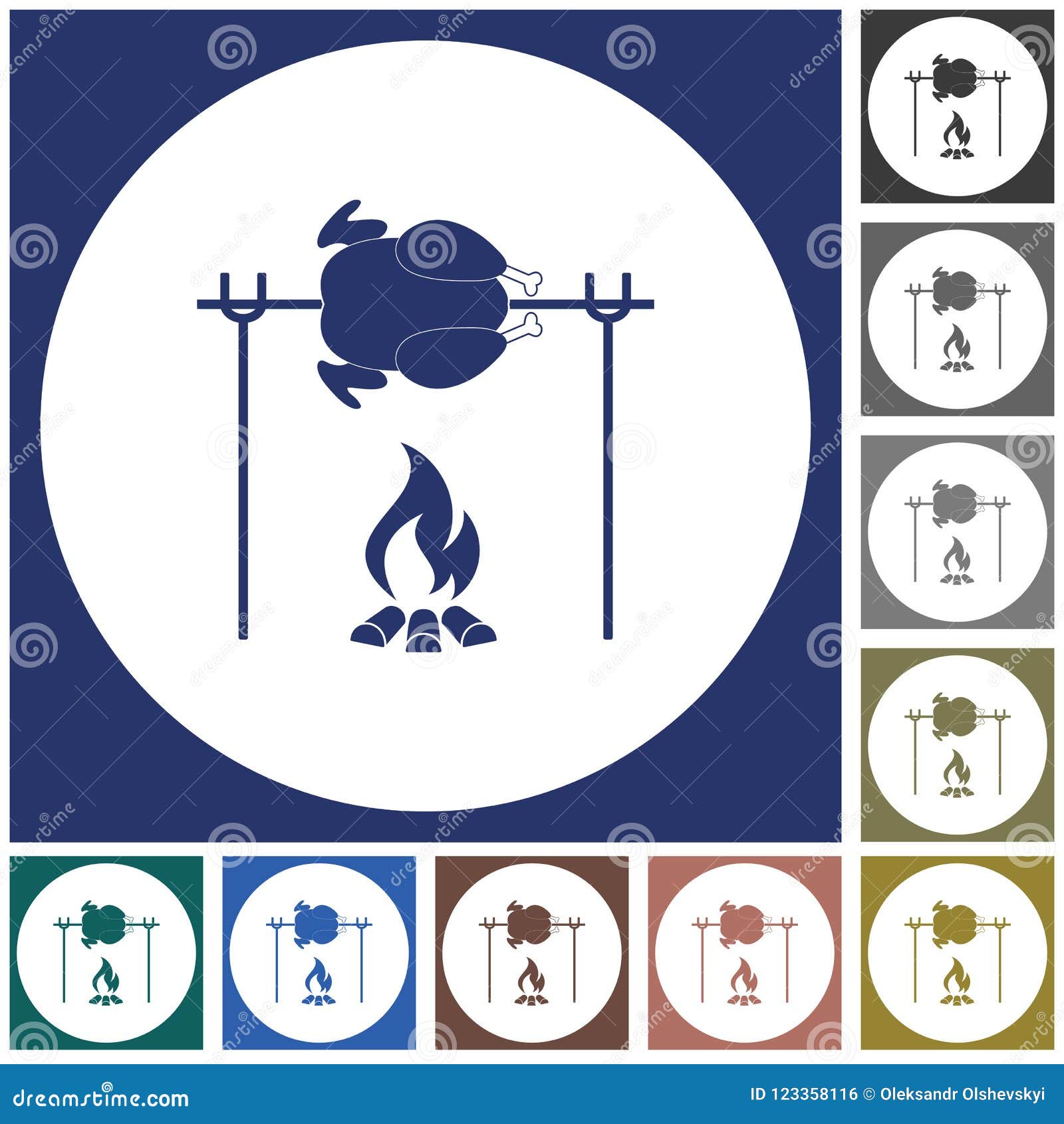 Grilled chicken icon stock vector. Illustration of fried - 123358116