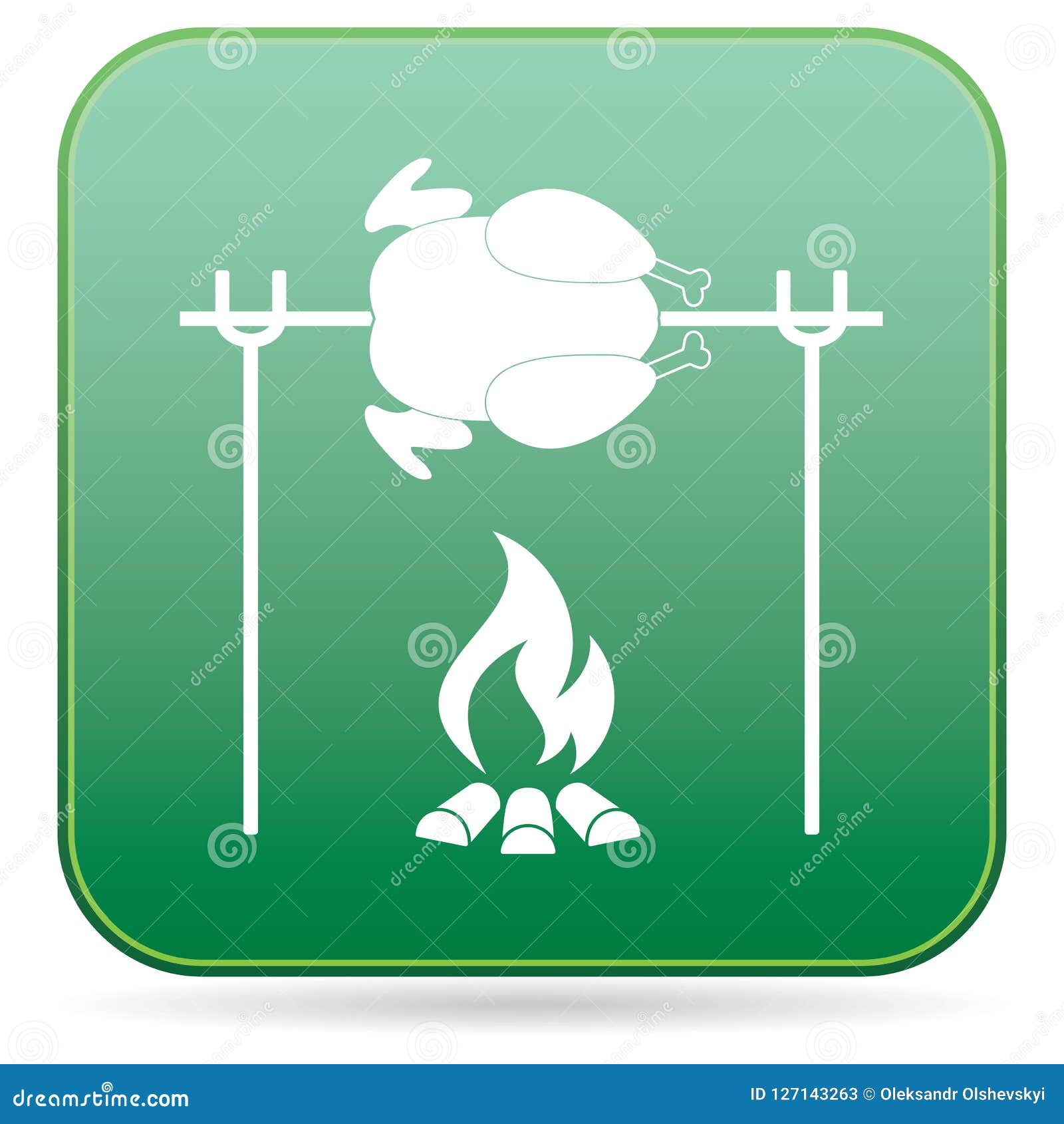 Grilled chicken icon stock vector. Illustration of fork - 127143263