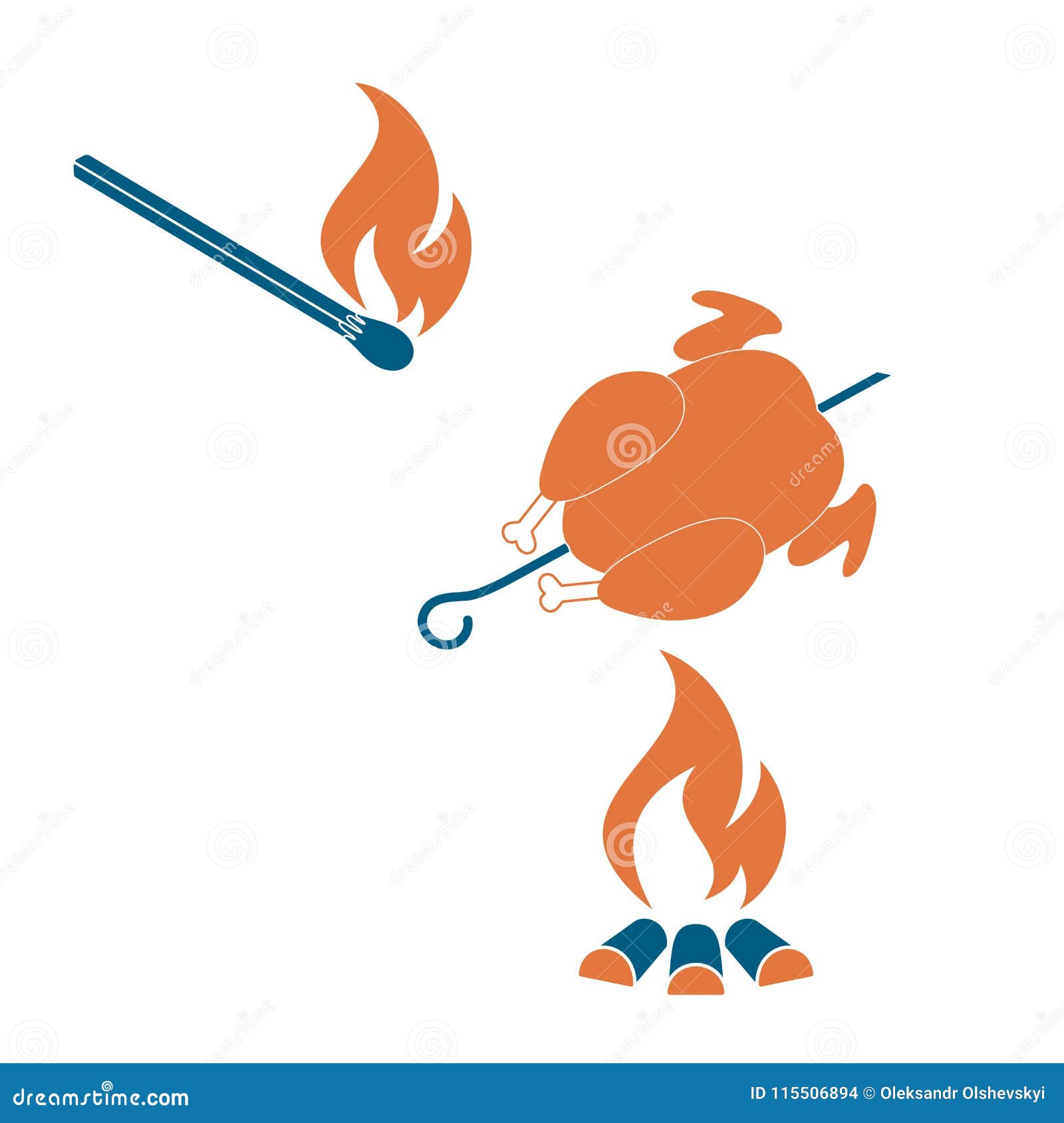 Grilled chicken icon stock vector. Illustration of element - 115506894
