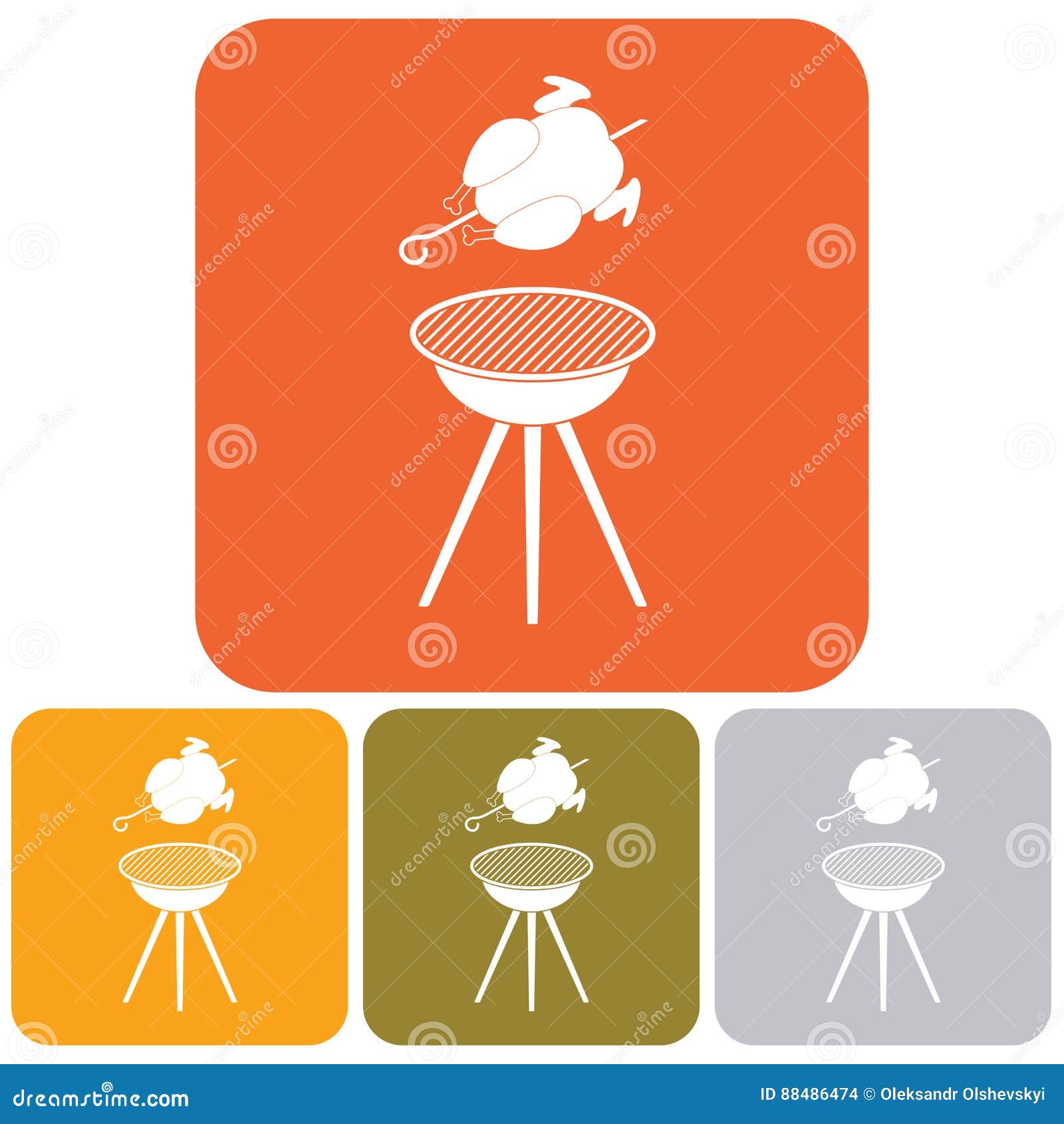 Grilled chicken icon stock vector. Illustration of plate - 88486474