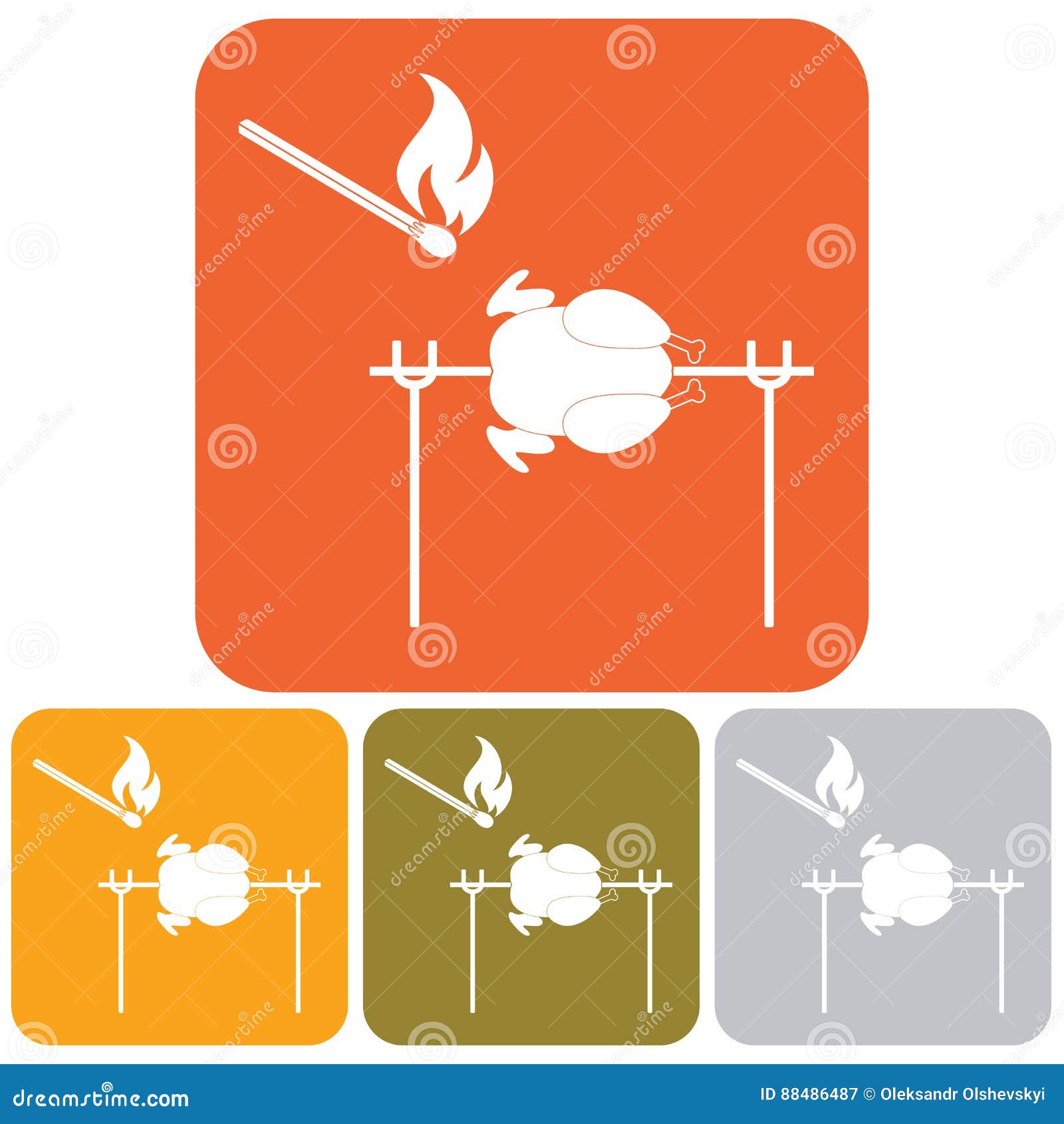 Grilled chicken icon stock vector. Illustration of sign - 88486487