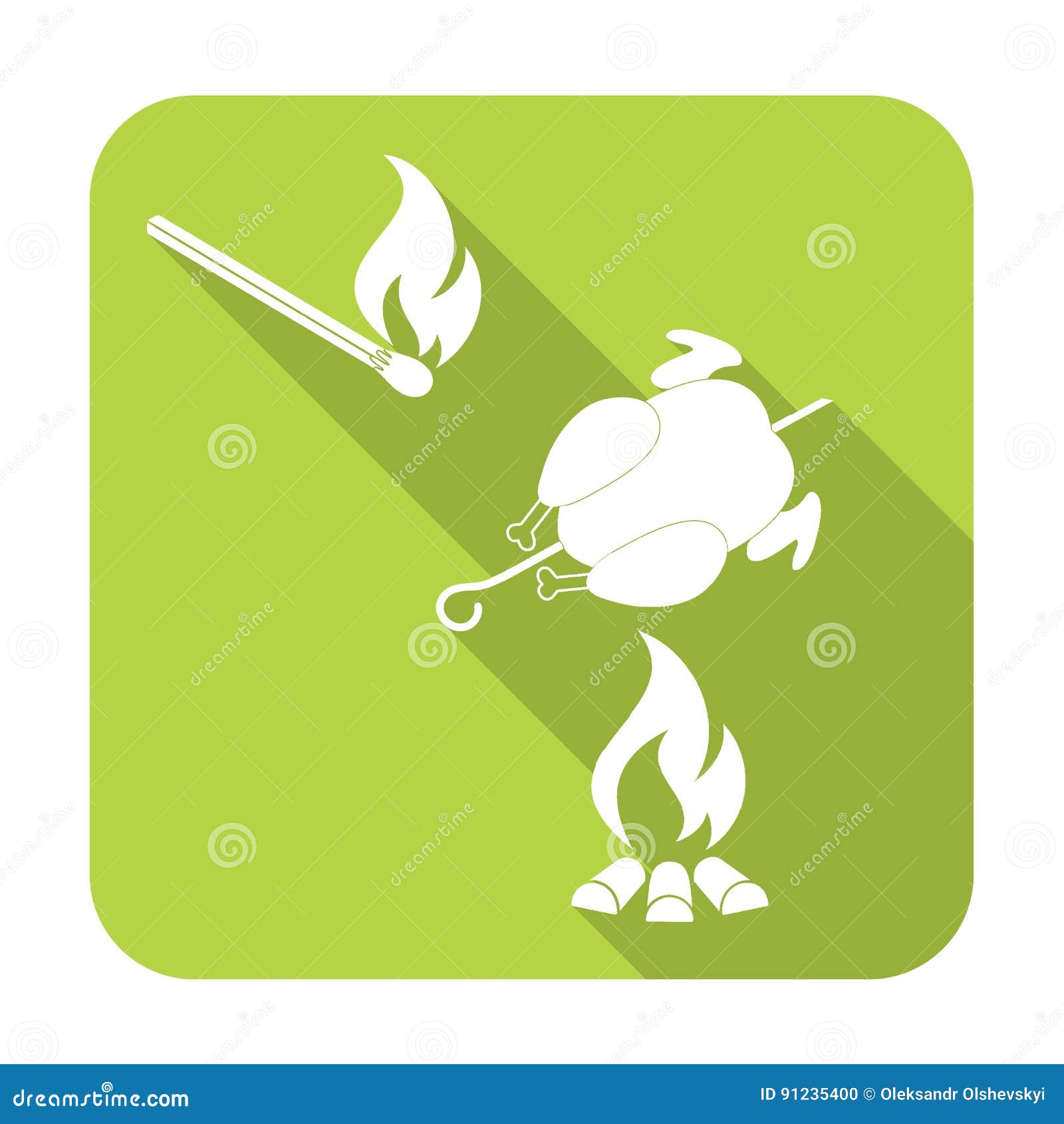 Grilled chicken icon stock vector. Illustration of roasted - 91235400