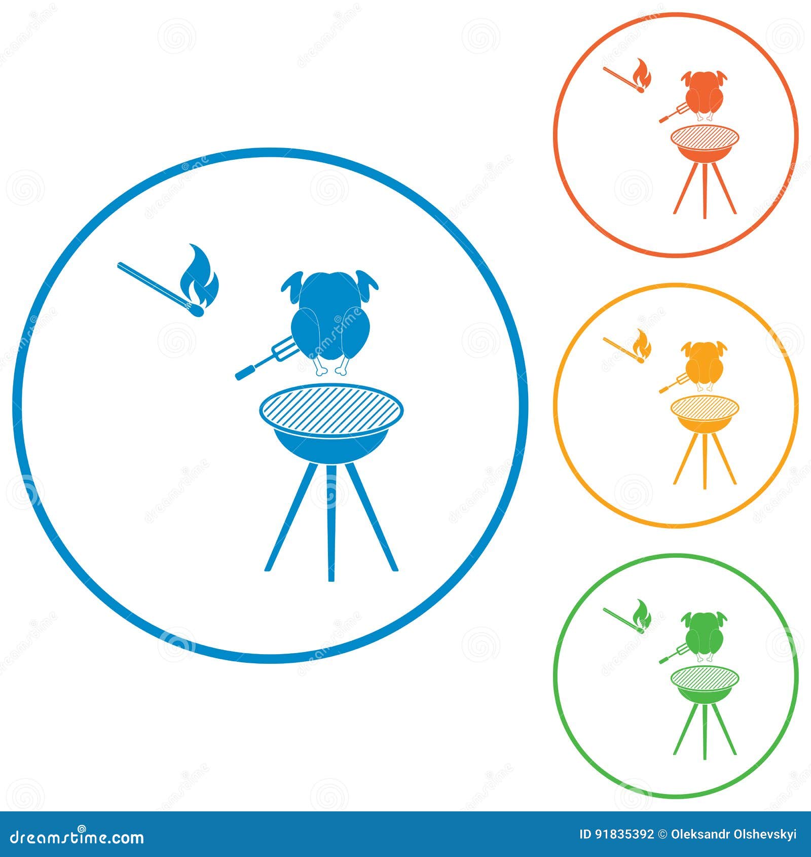 Grilled chicken icon stock vector. Illustration of sign - 91835392