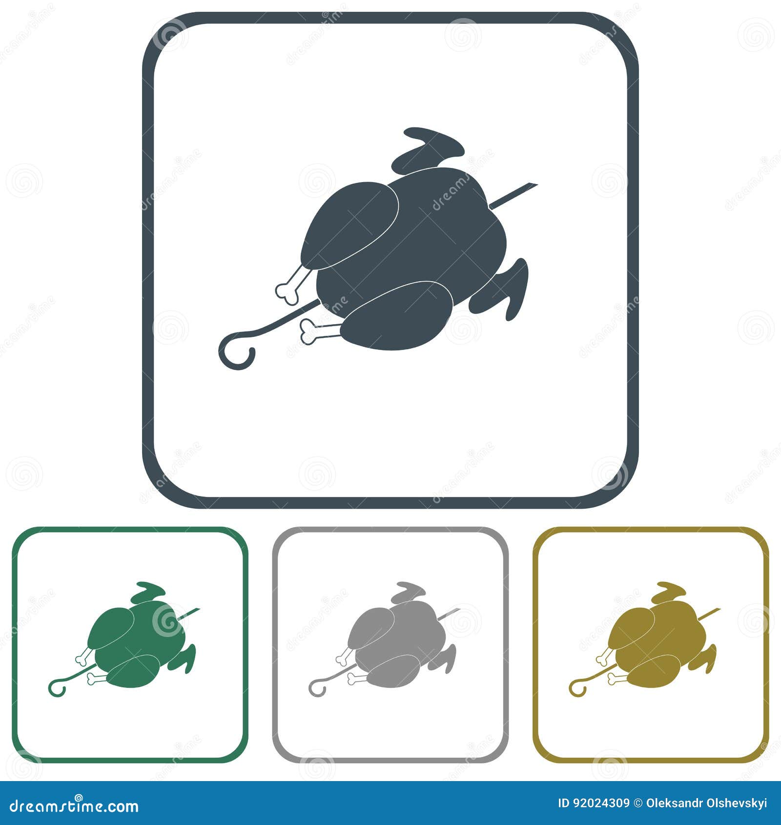 Grilled chicken icon stock vector. Illustration of plate - 92024309