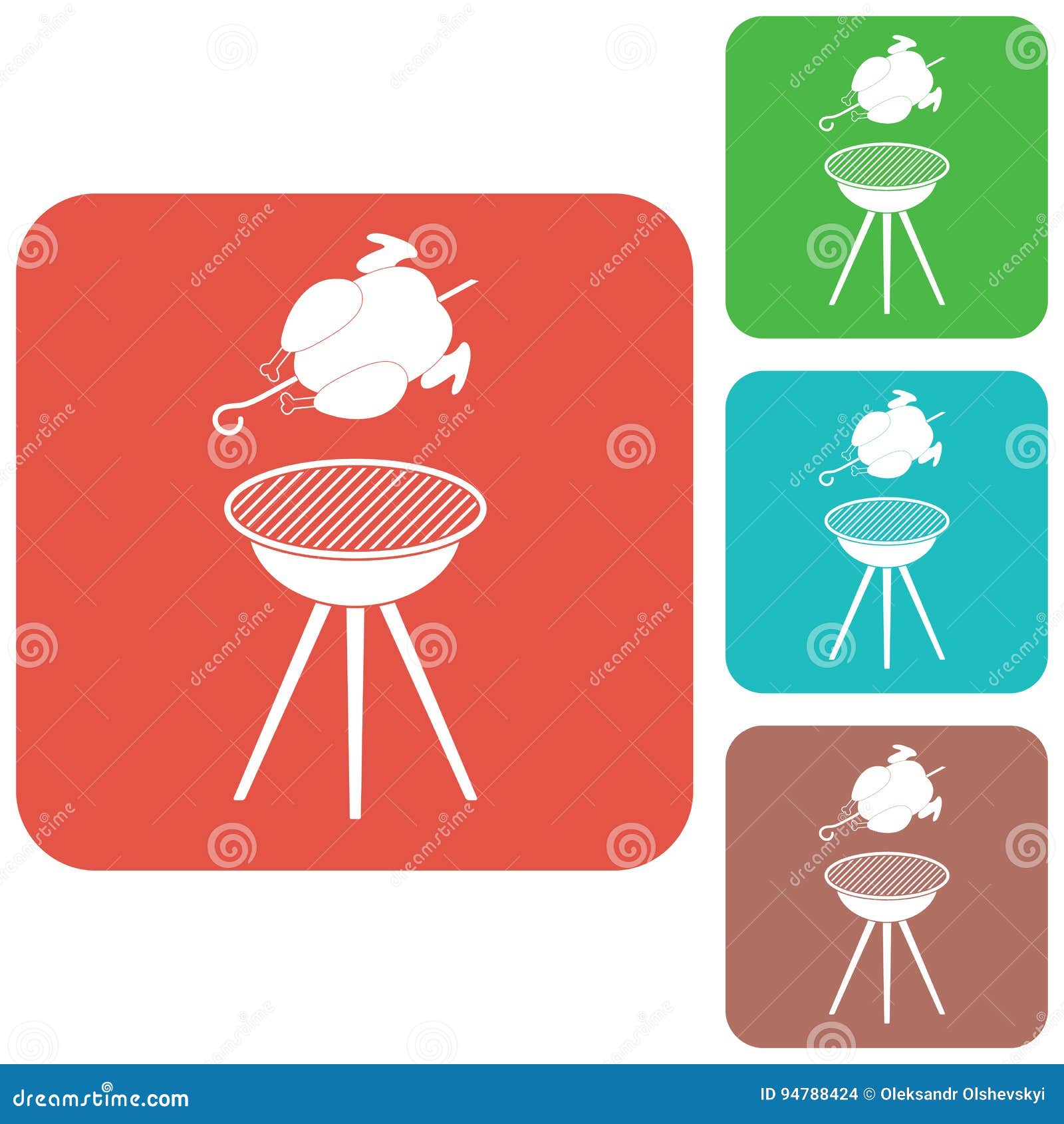 Grilled chicken icon stock vector. Illustration of white - 94788424