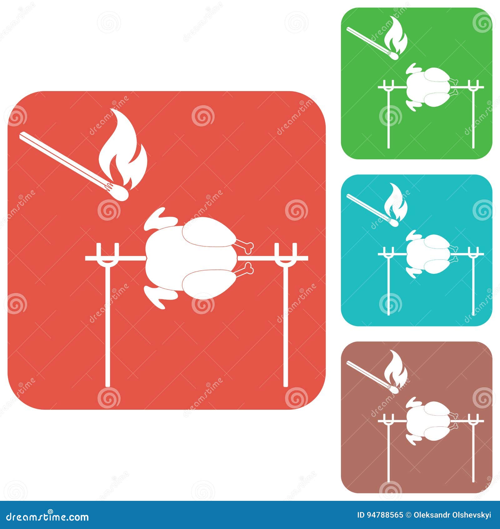 Grilled chicken icon stock vector. Illustration of design - 94788565