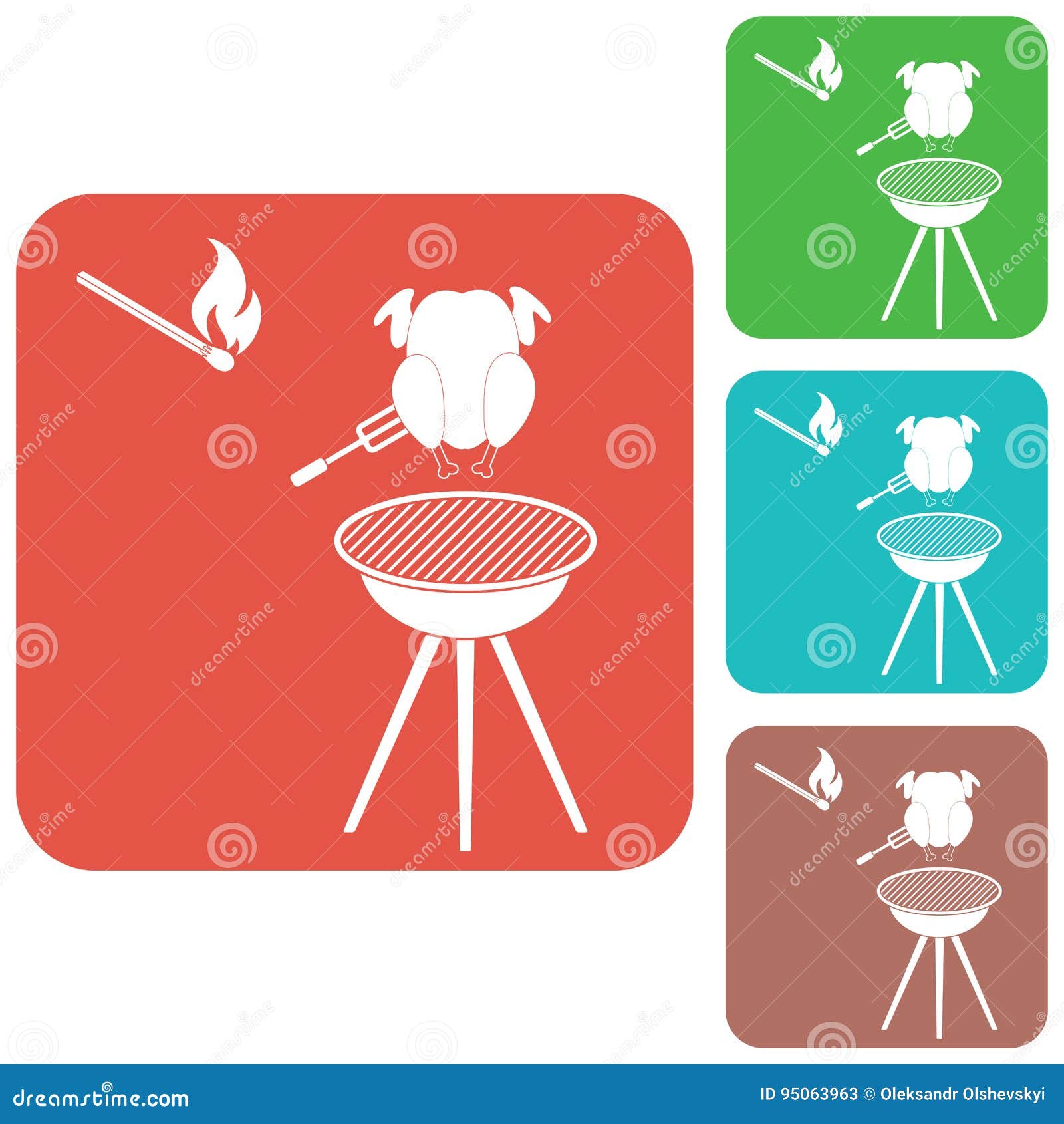 Grilled chicken icon stock vector. Illustration of dinner - 95063963