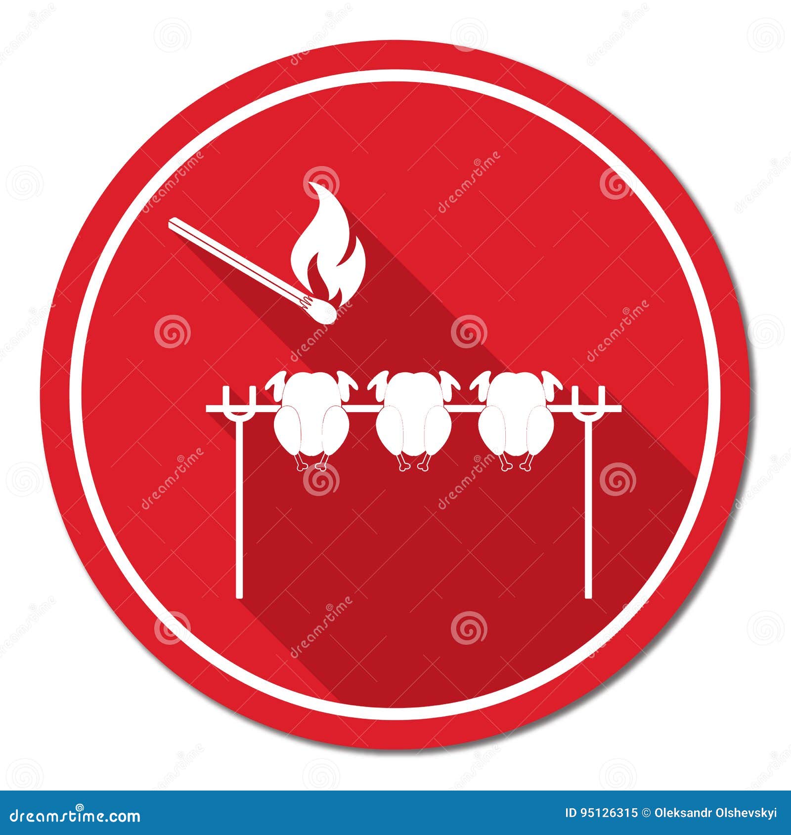 Grilled chicken icon stock vector. Illustration of turkey - 95126315