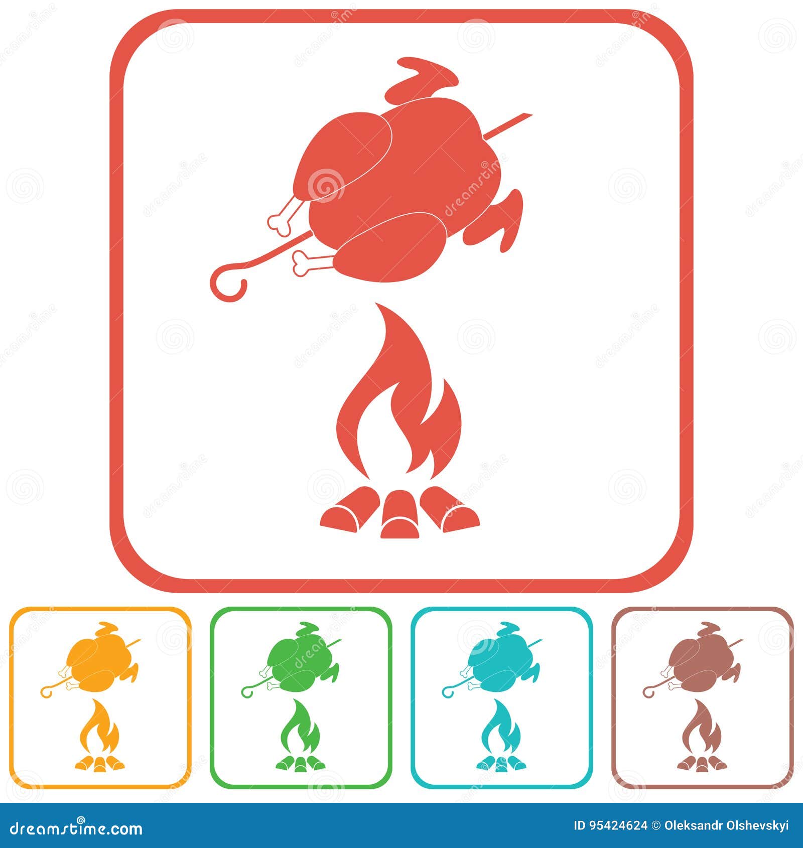 Grilled chicken icon stock vector. Illustration of chicken - 95424624