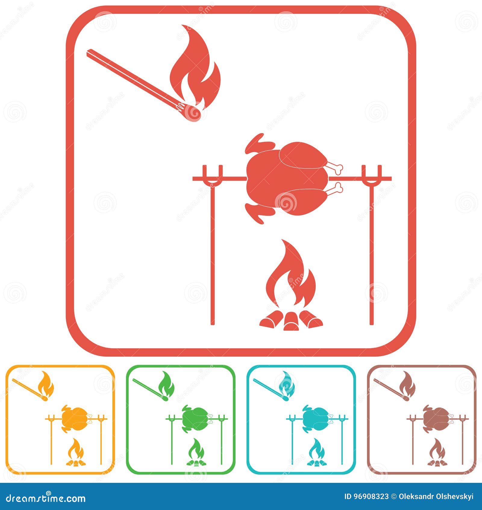 Grilled chicken icon stock vector. Illustration of animal - 96908323