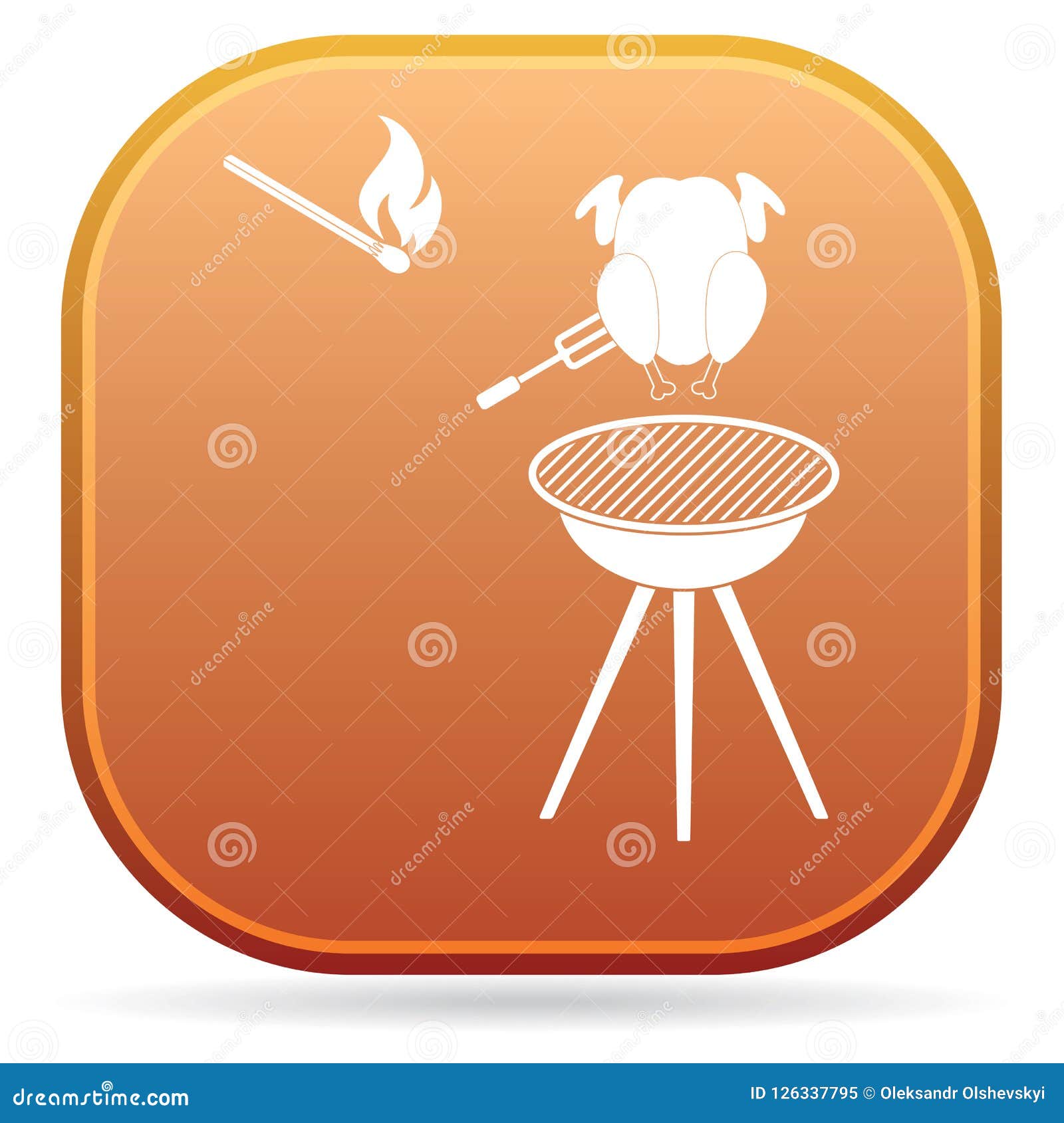 Grilled chicken icon stock vector. Illustration of white - 126337795