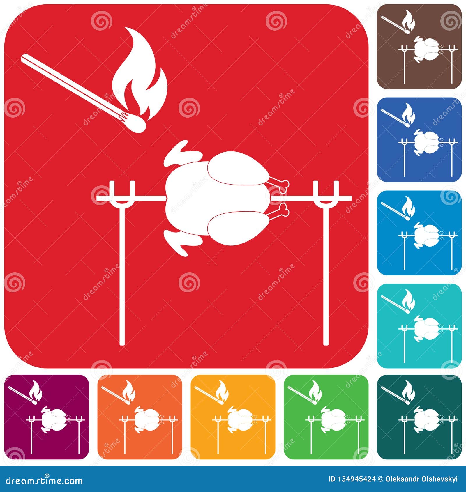 Grilled chicken icon stock vector. Illustration of meat - 134945424