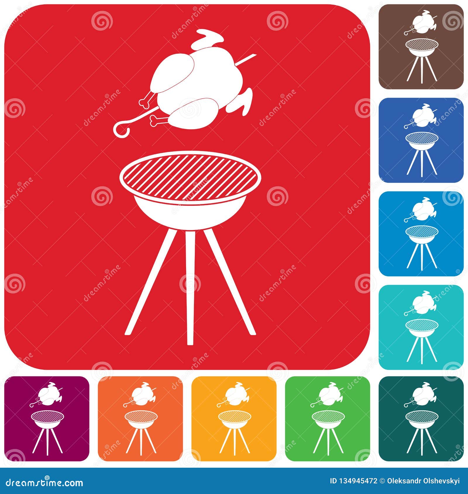 Grilled chicken icon stock vector. Illustration of food - 134945472