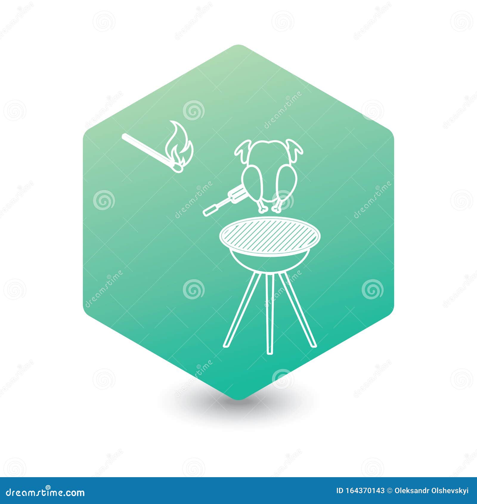 Grilled chicken icon stock vector. Illustration of cockerel - 164370143