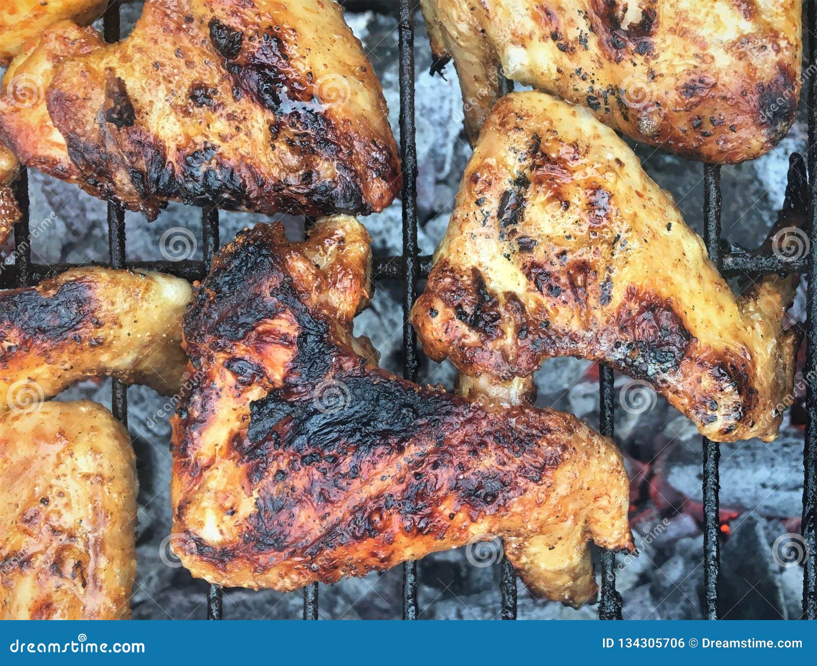 Grilled Chicken Leg on the Grill Stock Photo - Image of legs, chicken ...