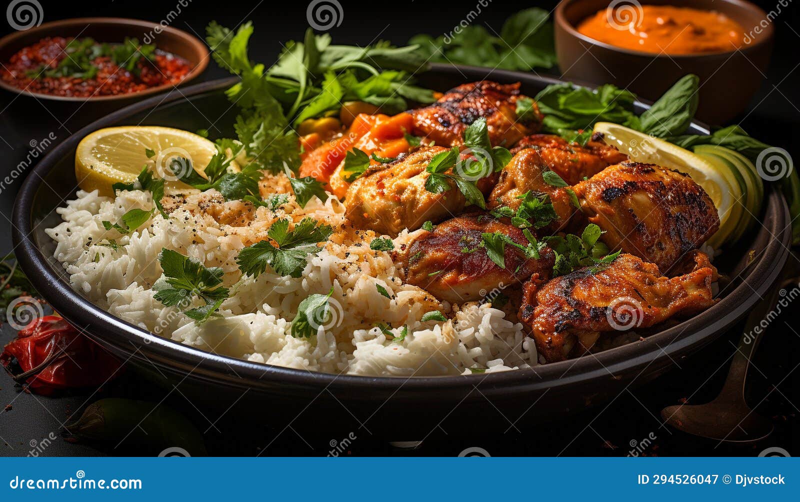 Grilled Chicken Leg and Wing on a Plate, Ready To Eat Generated by AI ...