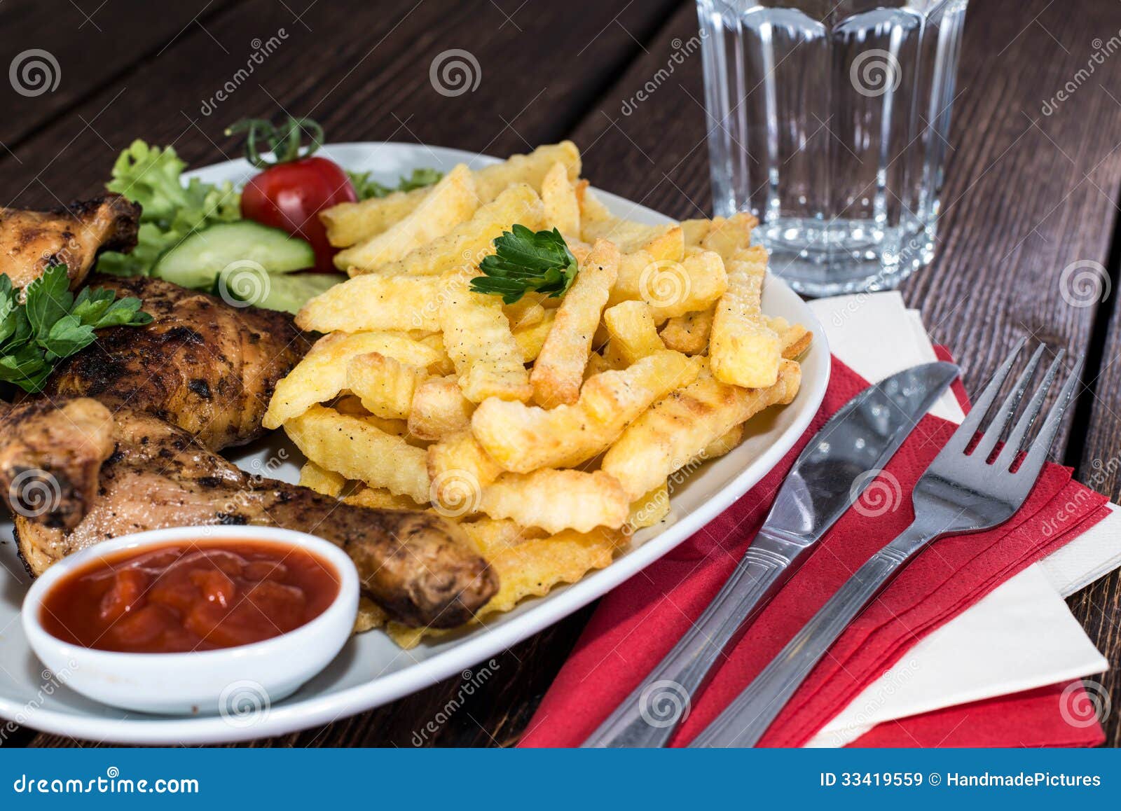Grilled Chicken Legs with Chips Stock Image - Image of closeup, cooked ...