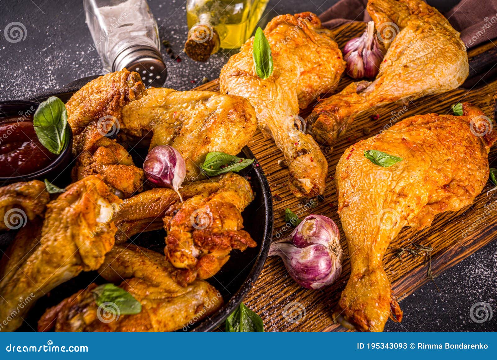 Grilled Chicken Legs And Wings Stock Image Image Of Dish Dinner 195343093