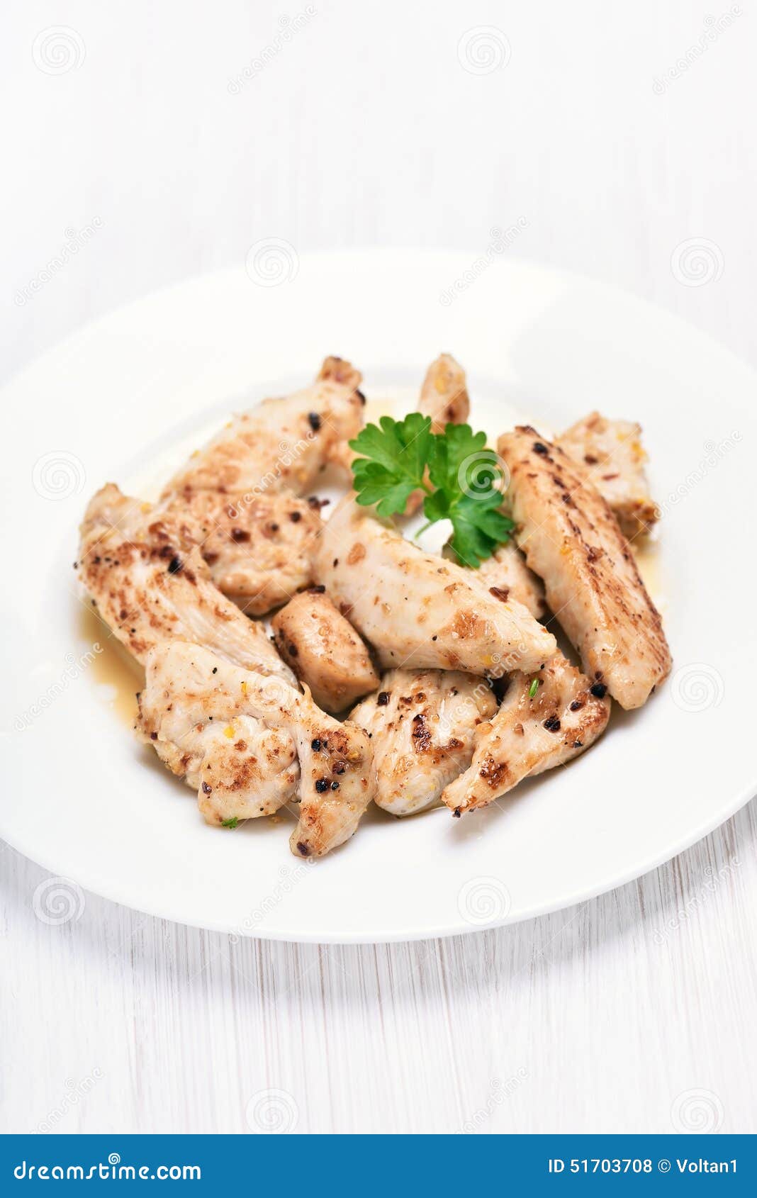 Grilled Chicken Meat Sliced on White Plate Stock Photo - Image of diet ...