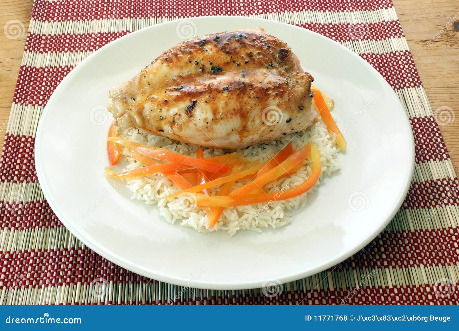 Grilled Chicken with Organic Basmati Rice Stock Photo - Image of ...