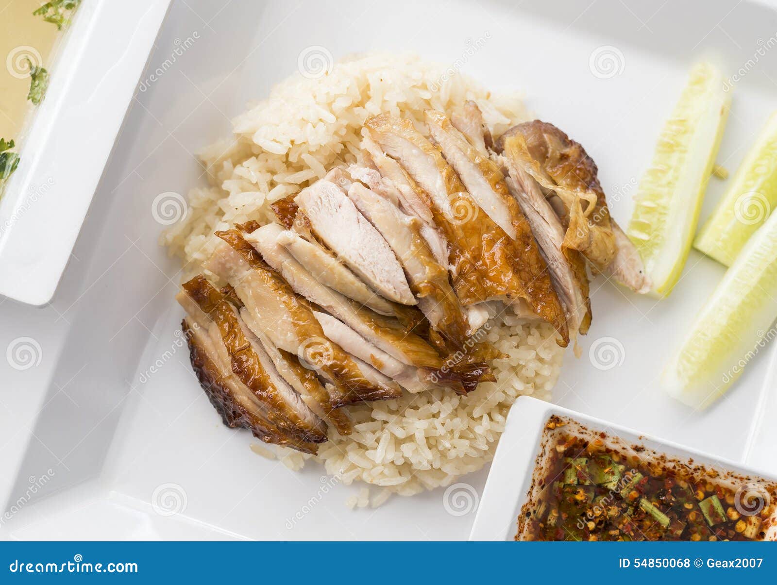 Grilled chicken over rice stock photo. Image of food - 54850068