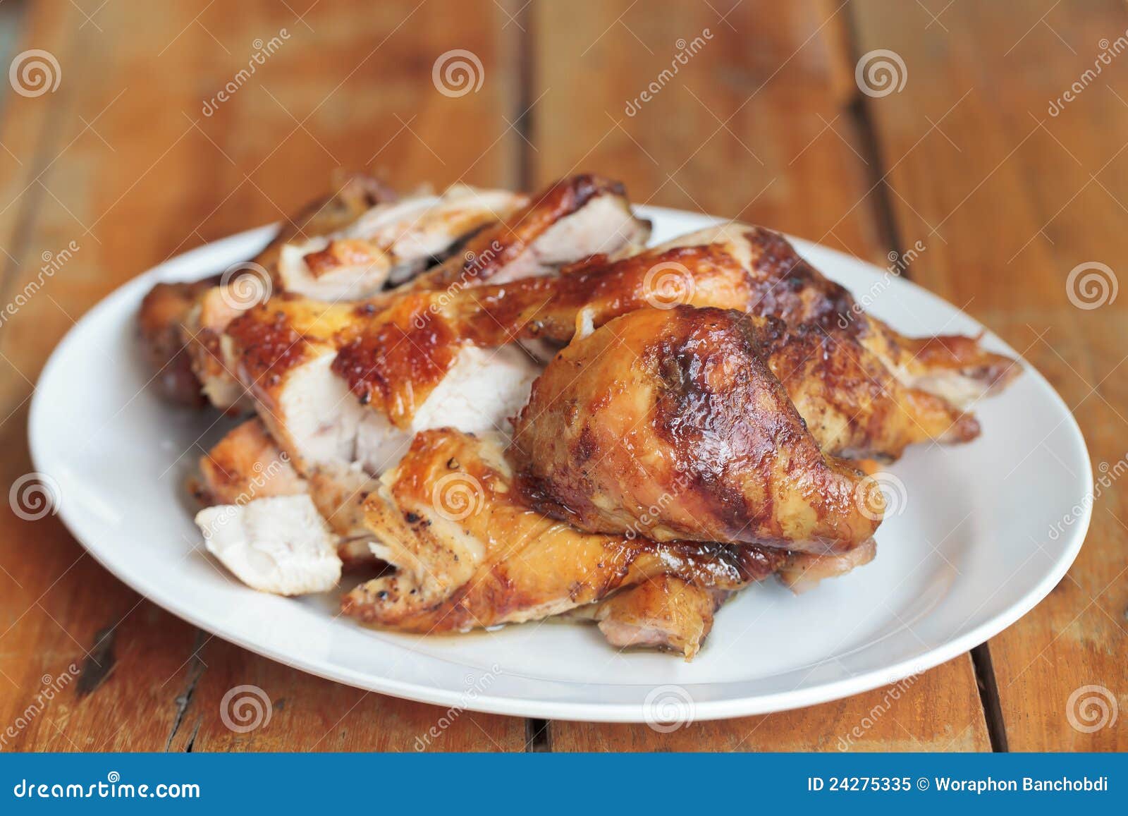 Grilled chicken on plate stock image. Image of cuisine - 24275335