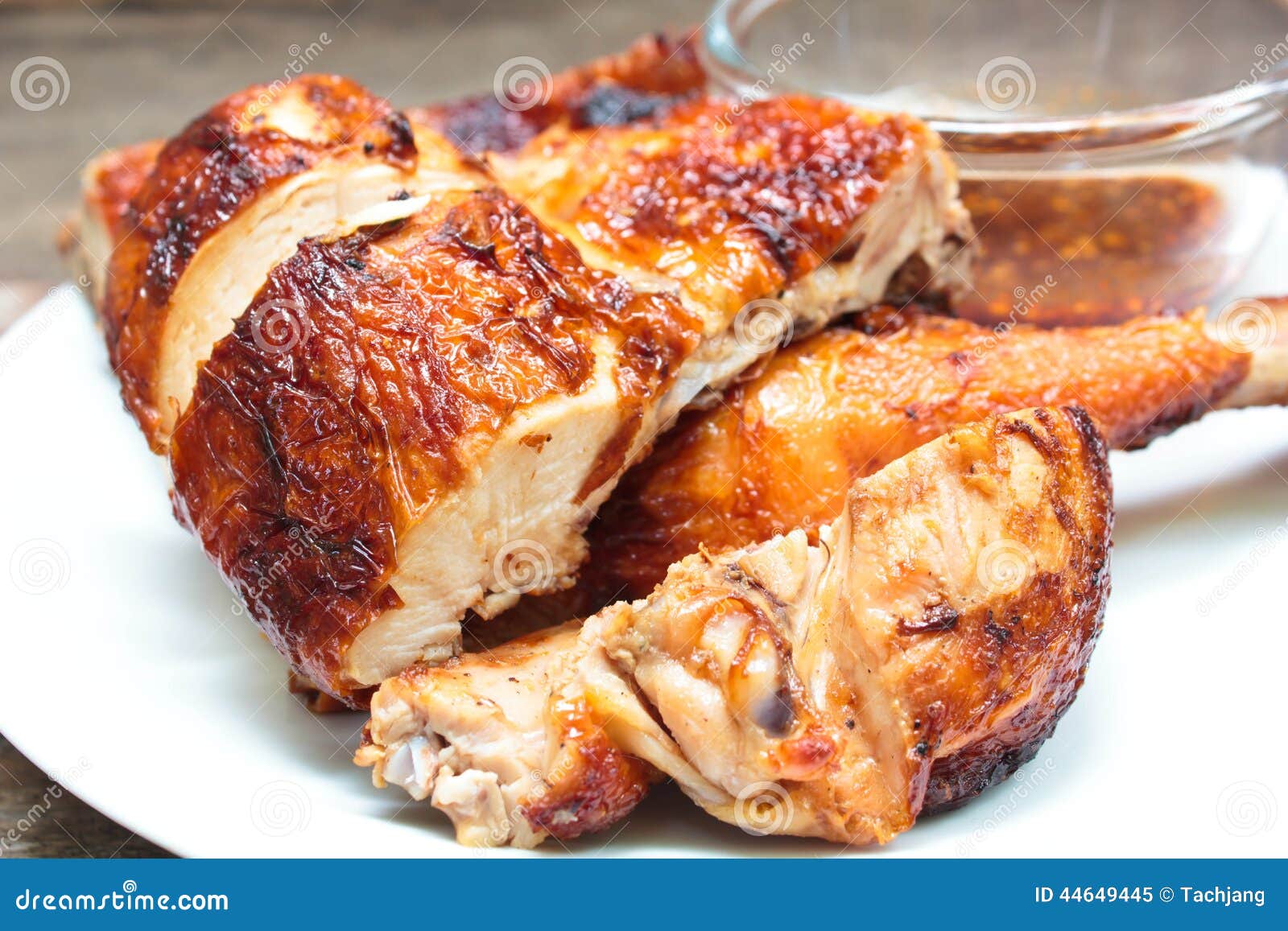 Grilled chicken on plate. stock image. Image of roasted - 44649445