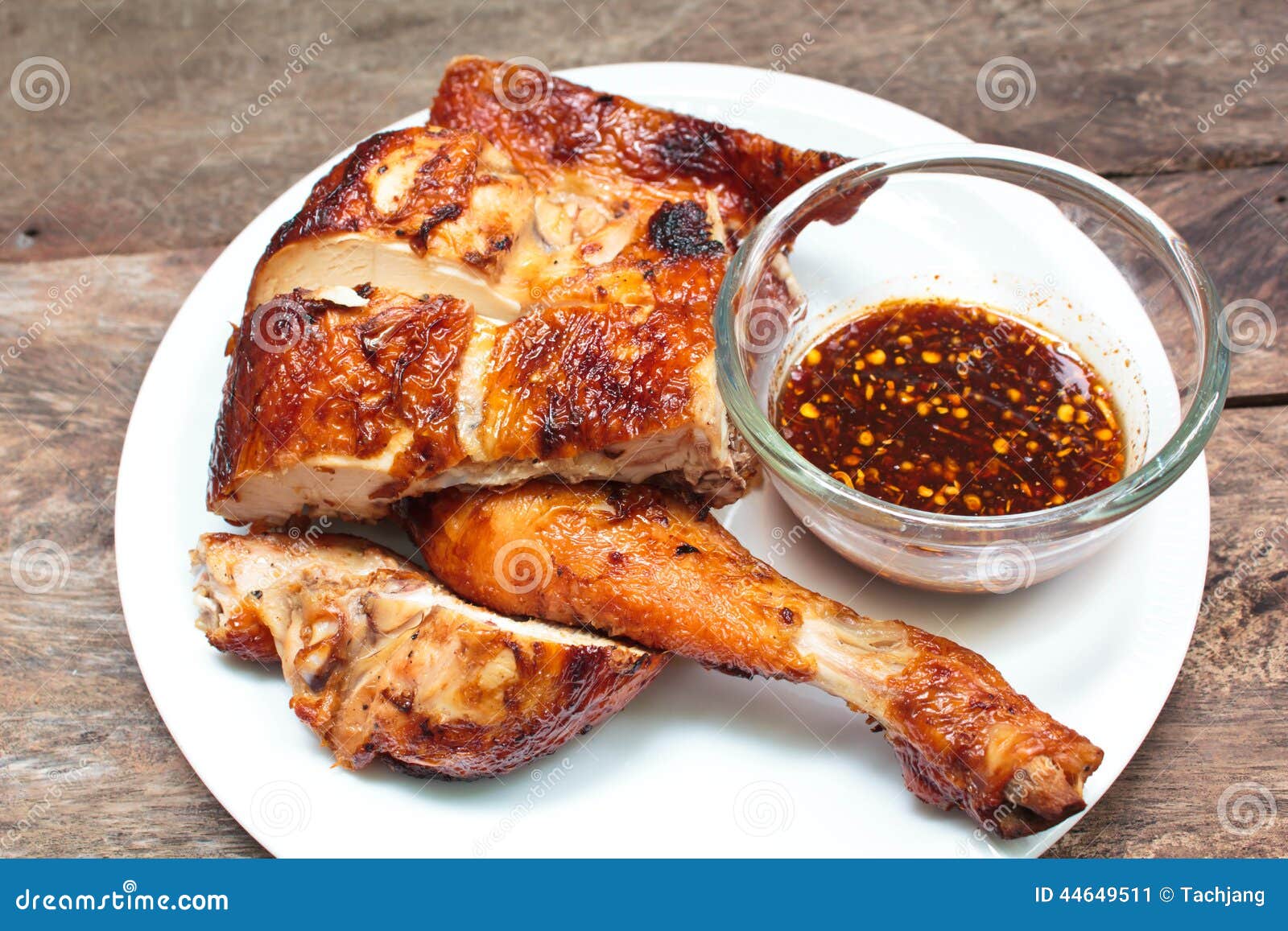 Grilled chicken on plate. stock image. Image of crust - 44649511