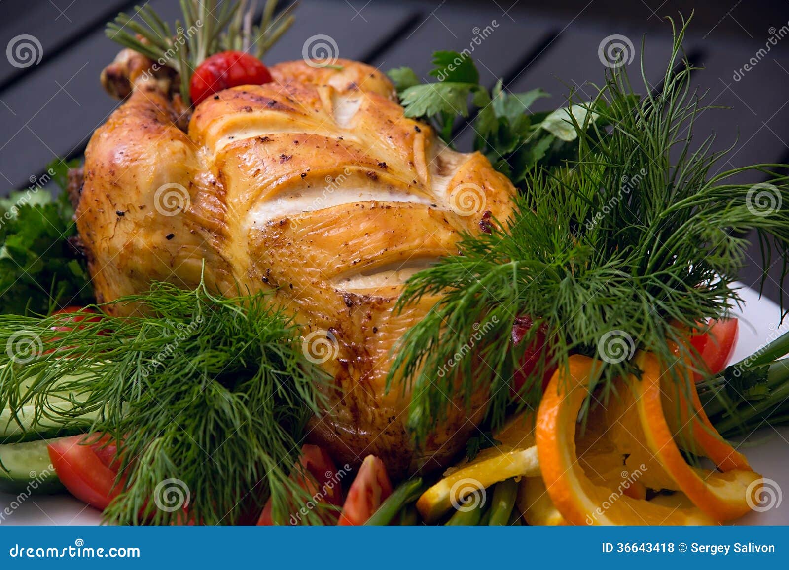 Grilled Chicken on the Plate Stock Photo - Image of broiled, dinner ...