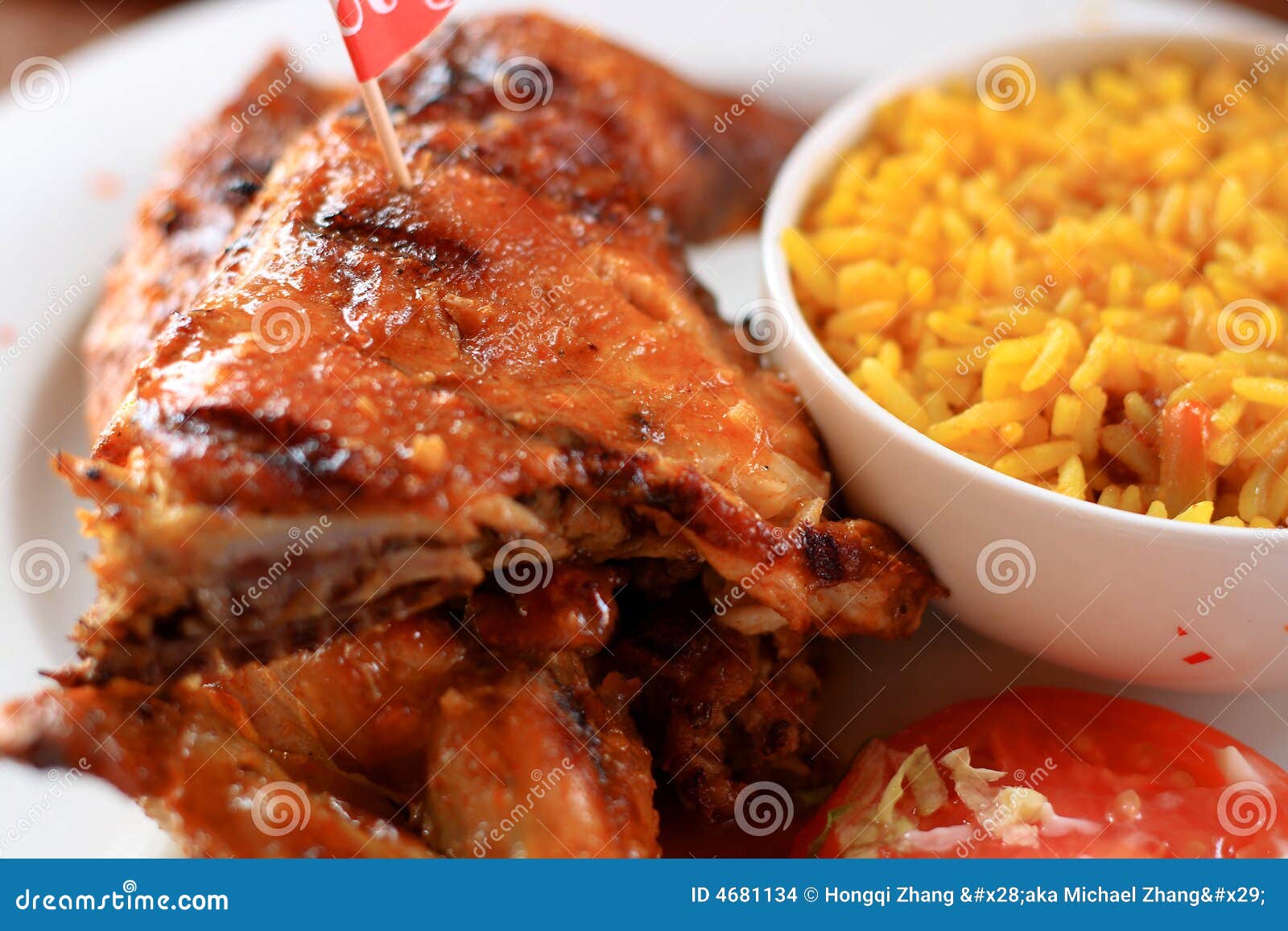 Grilled chicken and rice stock photo. Image of crisp, lunch - 4681134