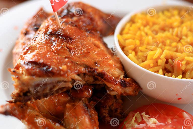 Grilled chicken and rice stock photo. Image of crisp, lunch - 4681134