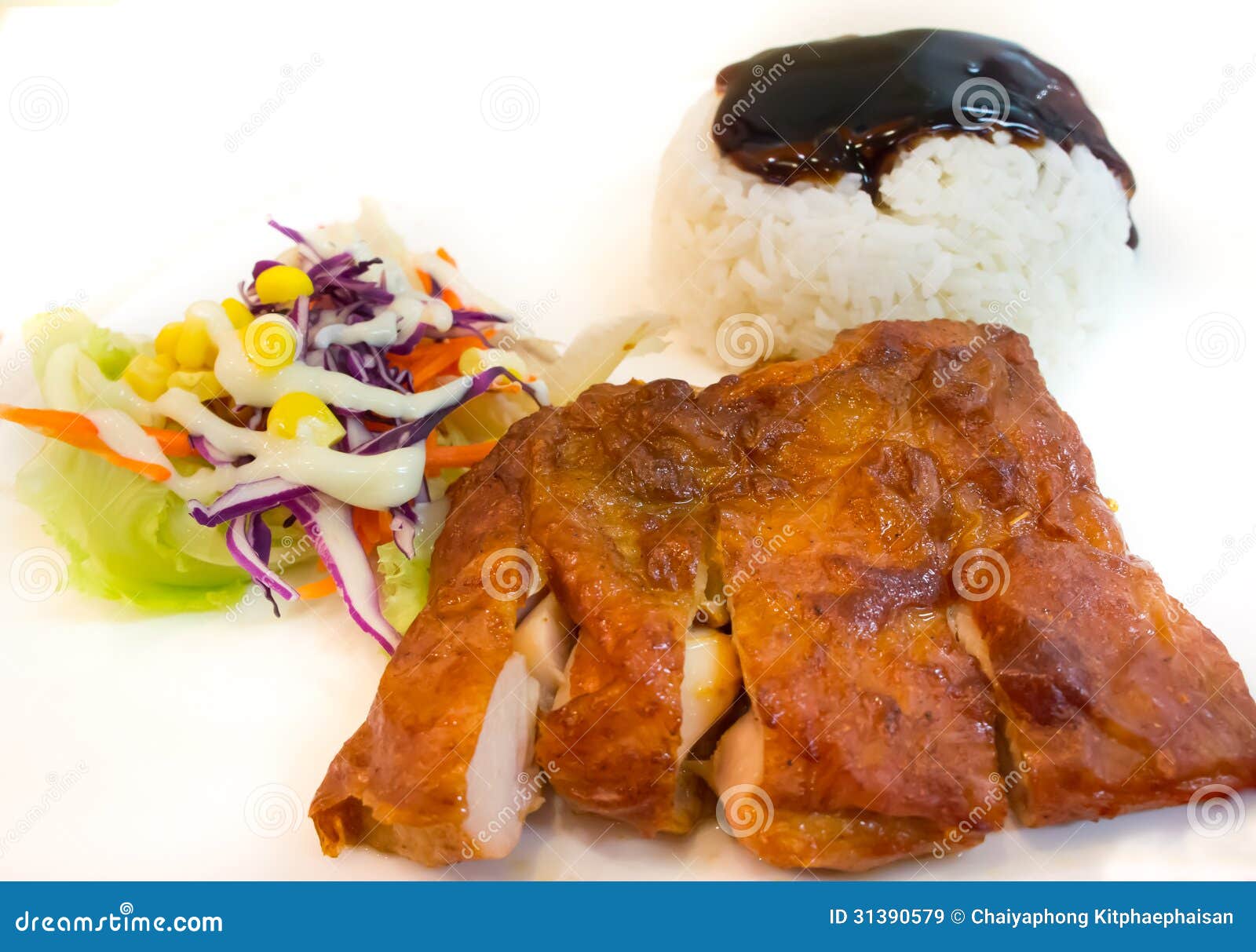 Grilled Chicken Rice stock image. Image of dinner, roast - 31390579
