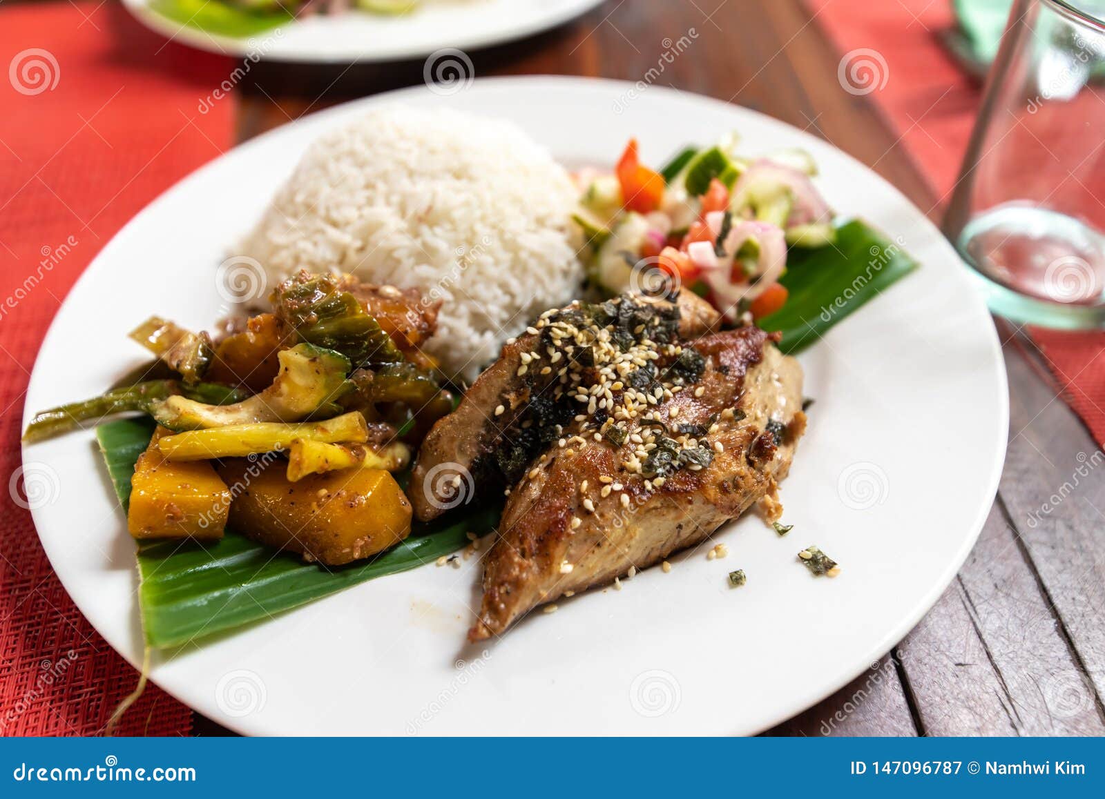 Grilled chicken with Rice stock image. Image of meat - 147096787