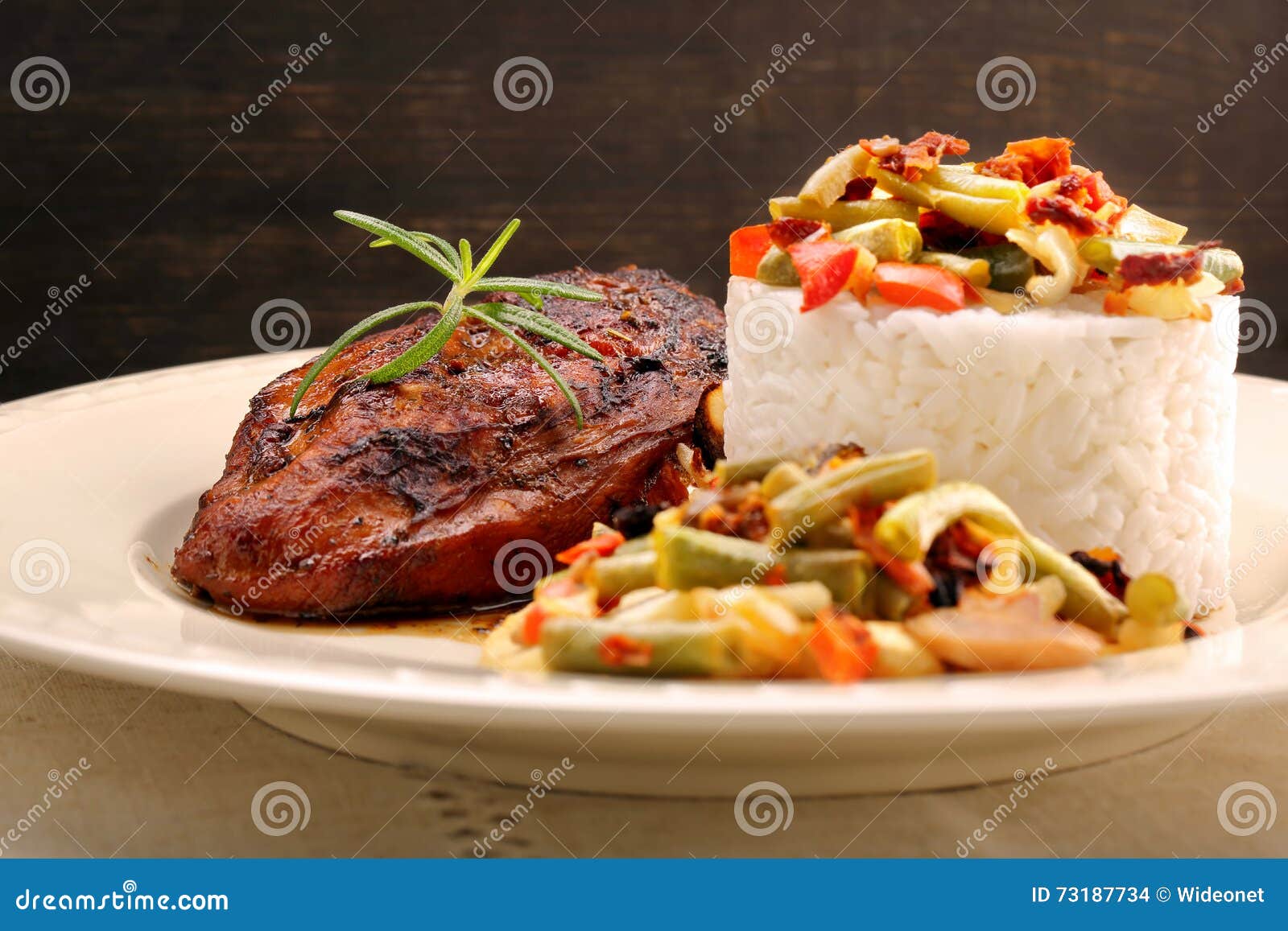 Grilled Chicken with Rice and Vegetables Stock Photo - Image of grilled ...