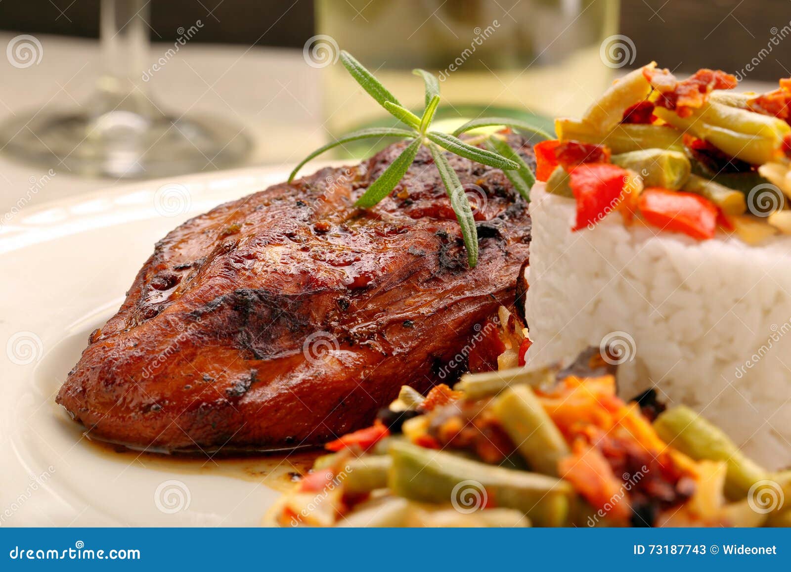 Grilled Chicken with Rice and Vegetables Stock Image - Image of meal ...