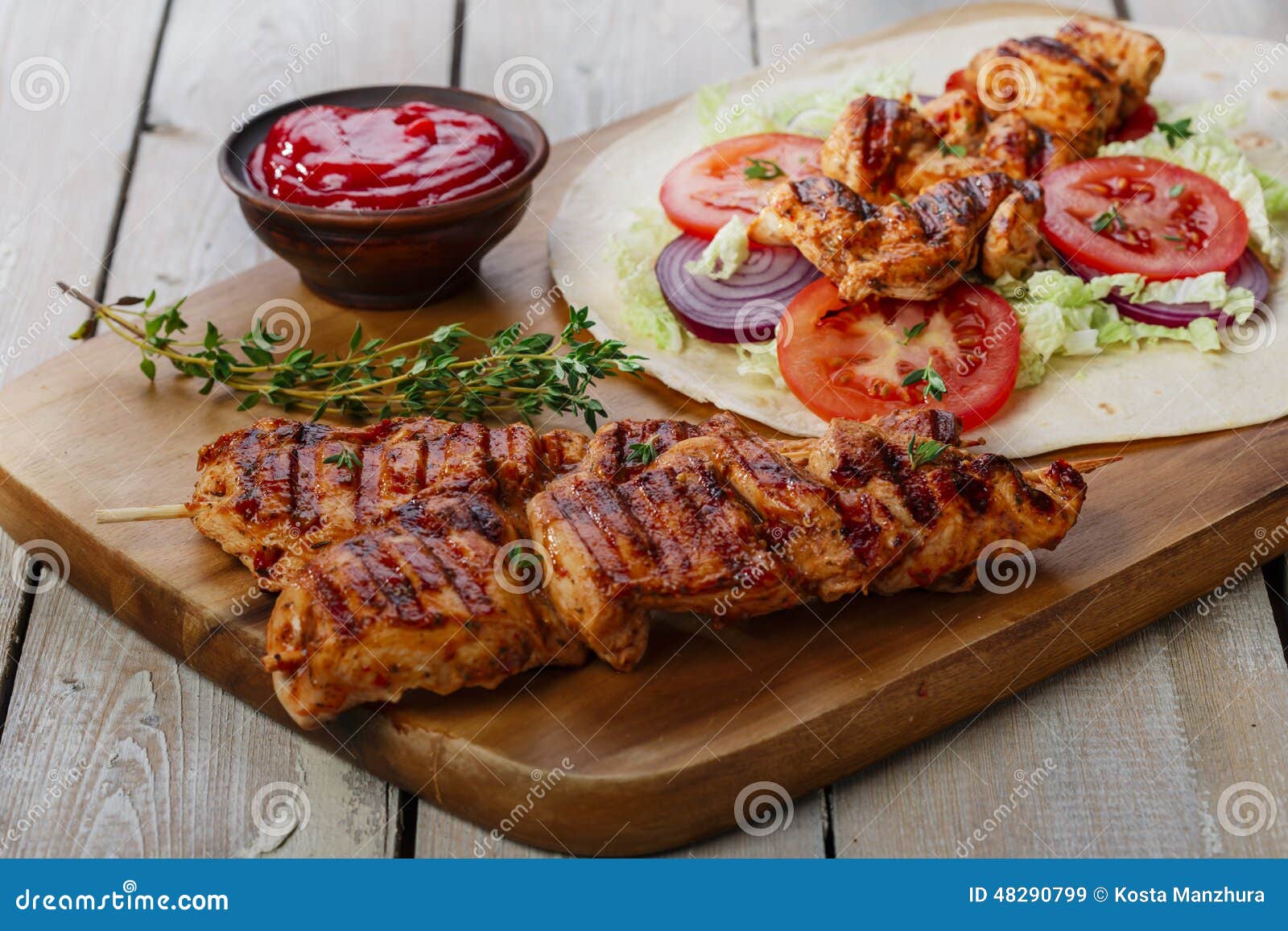 Grilled chicken shawarma stock image. Image of grilled - 48290799