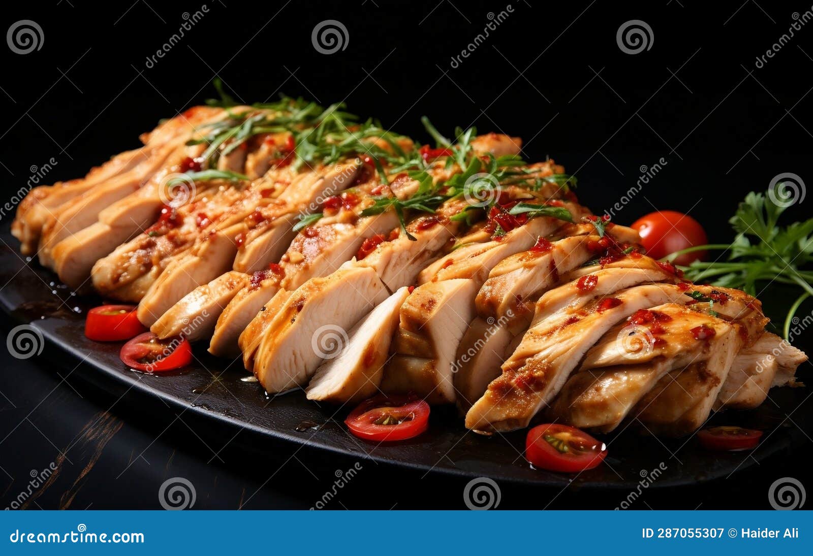 Grilled Chicken Slices. Generative AI Stock Illustration - Illustration ...