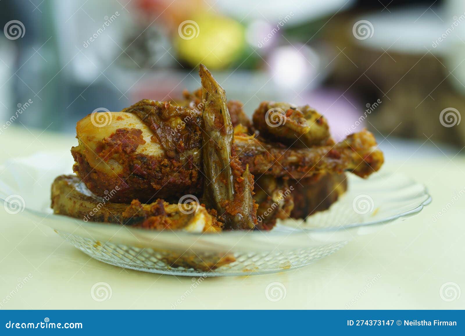 Grilled Chicken with Spicy Marination Served on Clear Plate on the ...