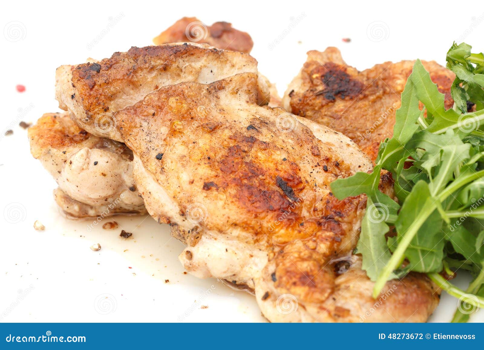 Grilled Chicken Steak with Crispy Skin Stock Photo - Image of poultry ...
