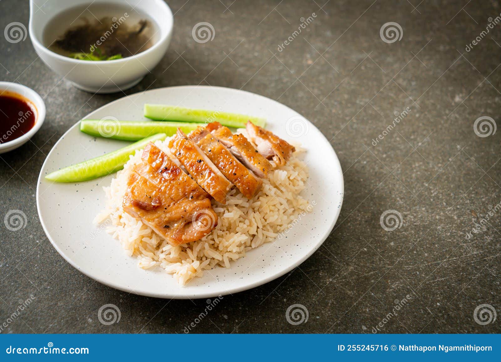 Grilled Chicken with Steamed Rice Stock Photo - Image of meal, healthy ...