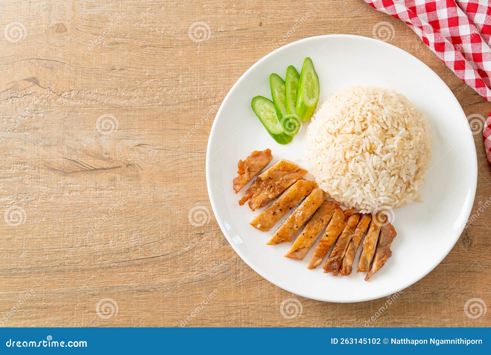 Grilled Chicken with Steamed Rice Stock Photo - Image of delicious ...