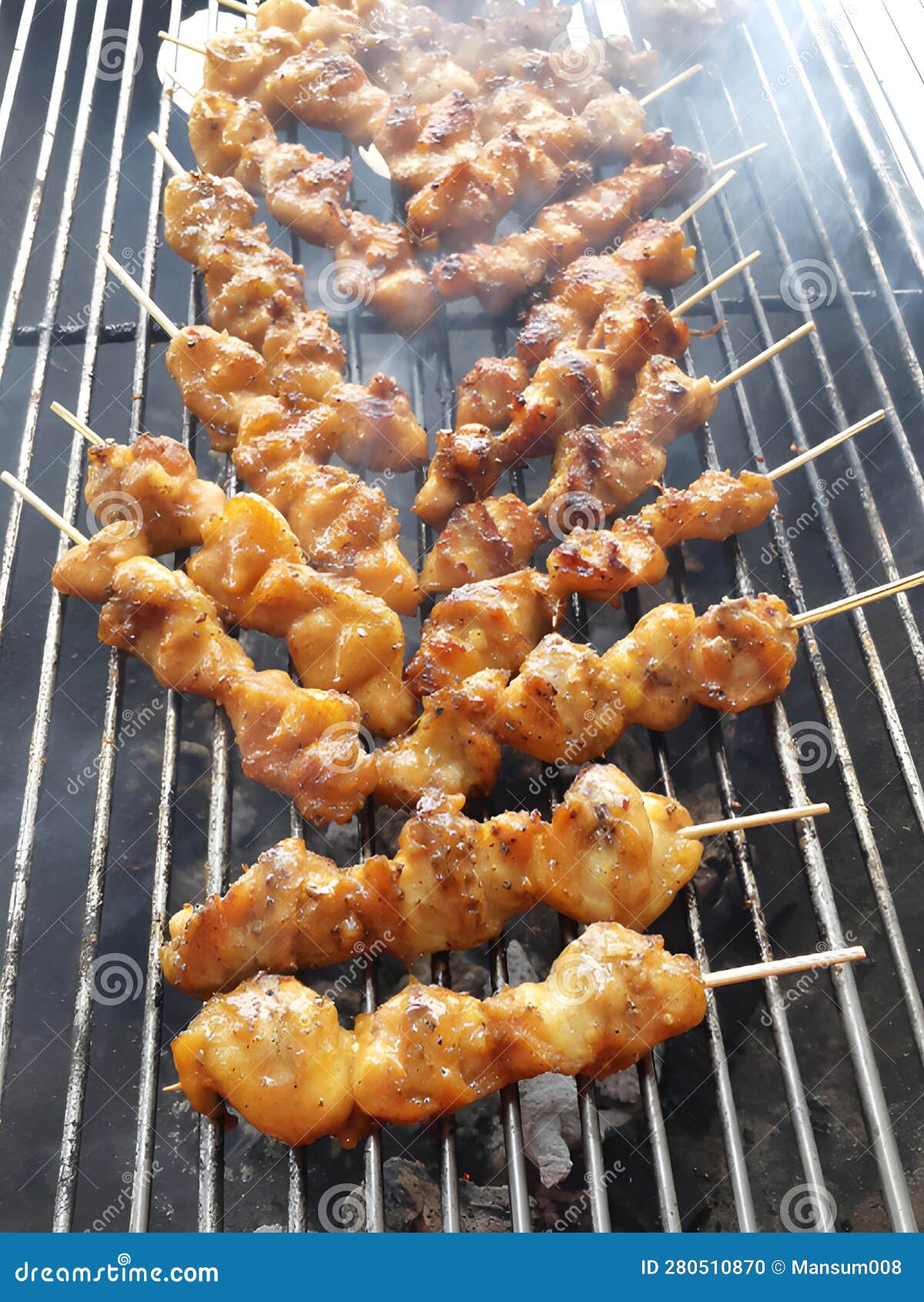 Grilled Chicken on Street Food Stock Photo - Image of grilling, grill ...