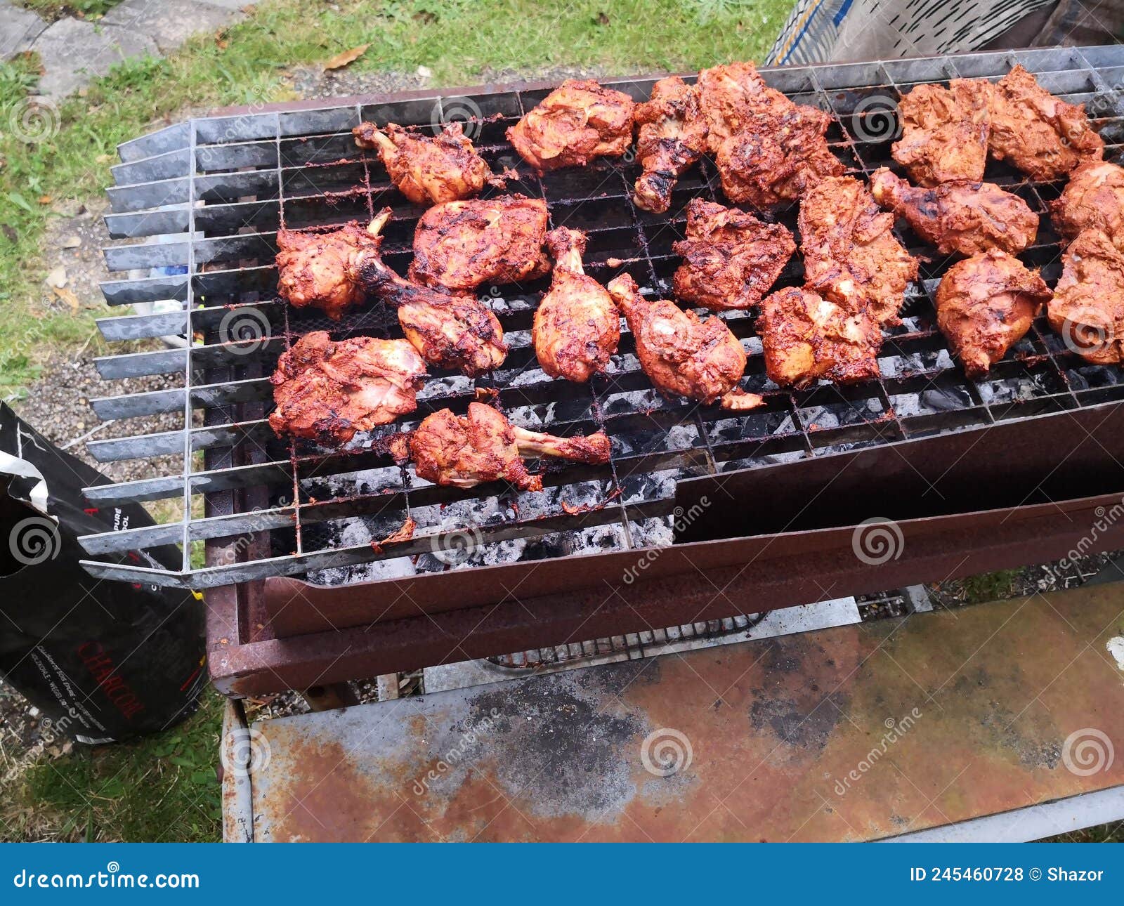 Grilled chicken Tikka..... stock photo. Image of barbecue - 245460728