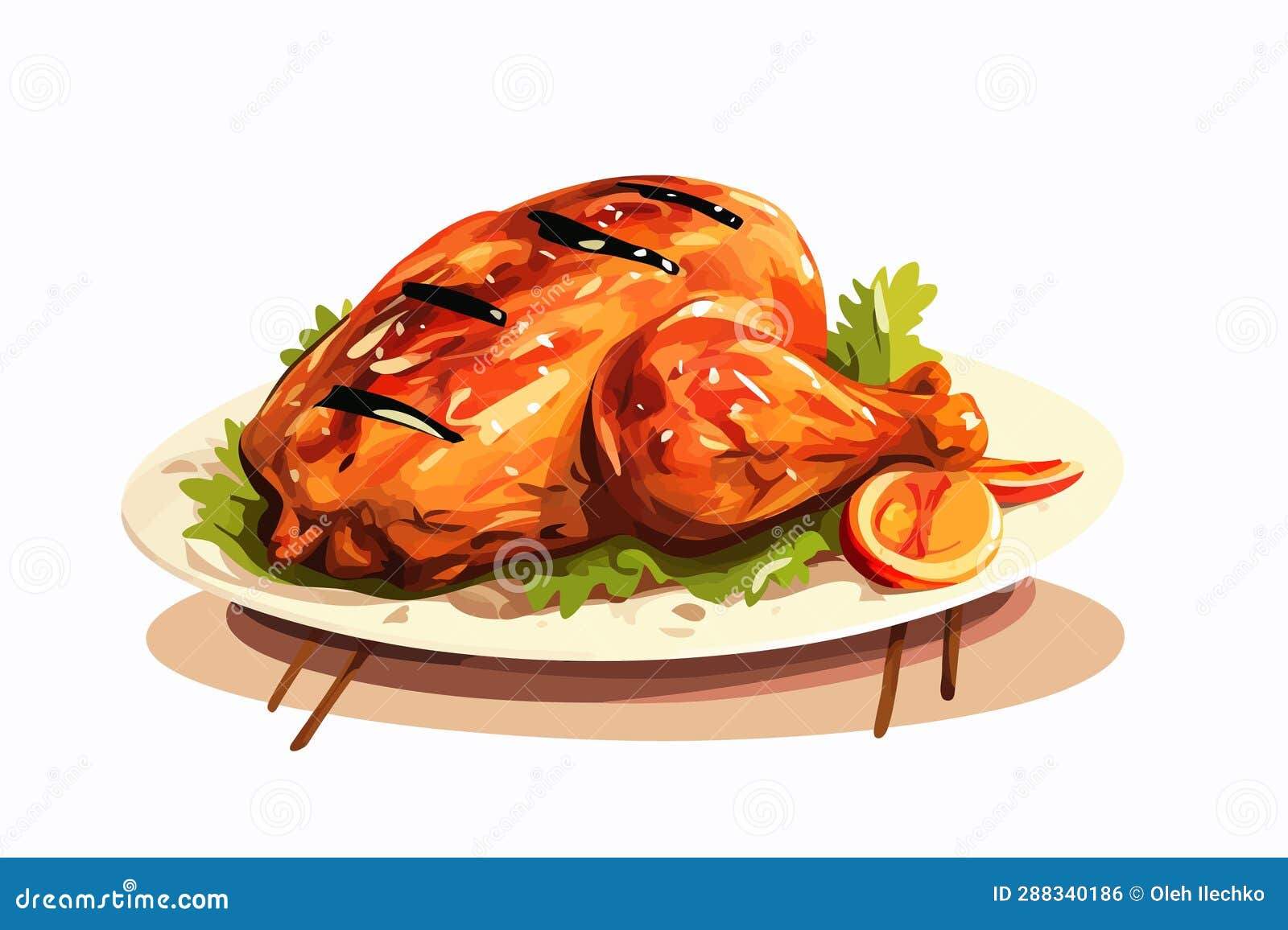 Grilled Chicken Vector Flat Minimalistic Isolated Illustration Stock ...