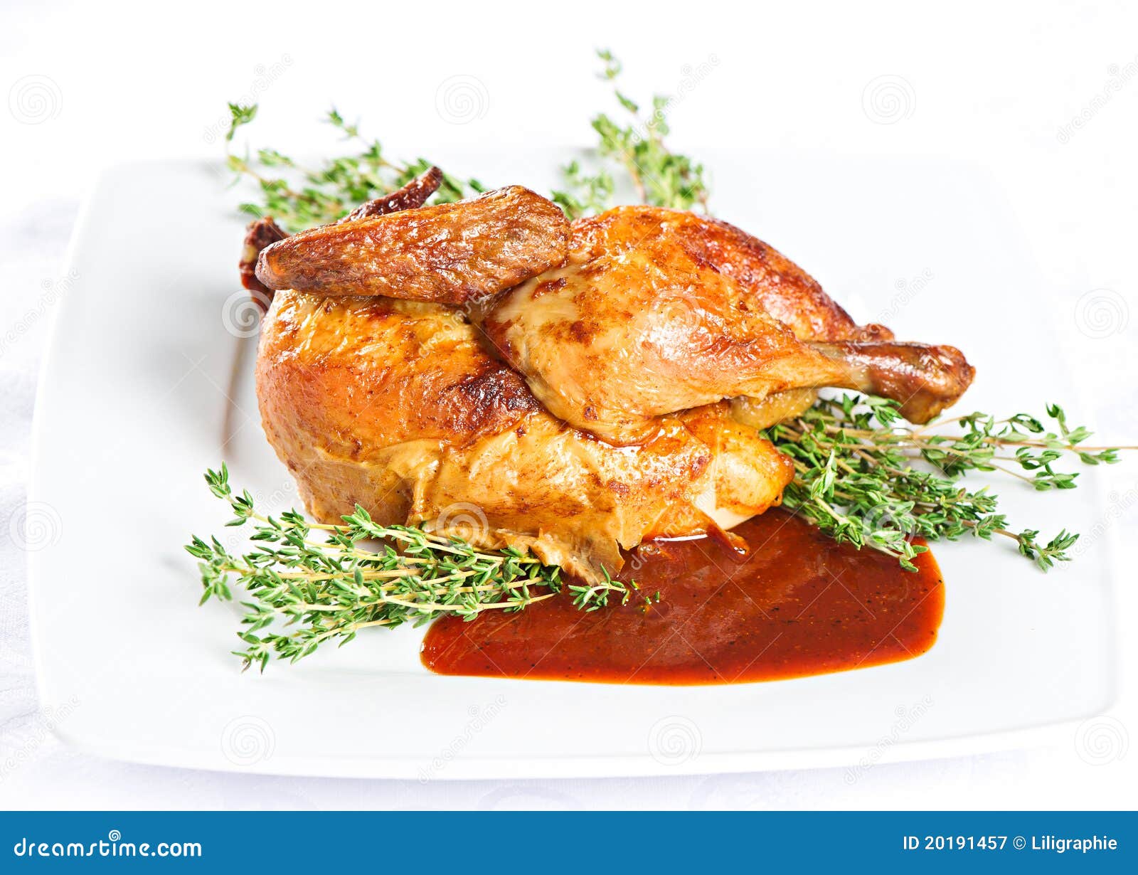 Grilled Chicken on a White Plate Stock Image - Image of herbs, meal ...