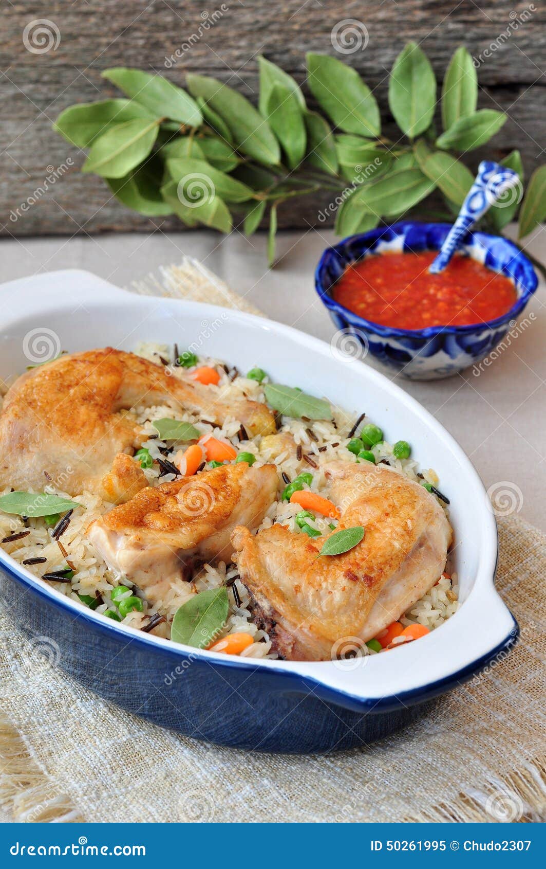 Grilled Chicken with Wild Rice, Pea and Carrot Stock Image - Image of ...